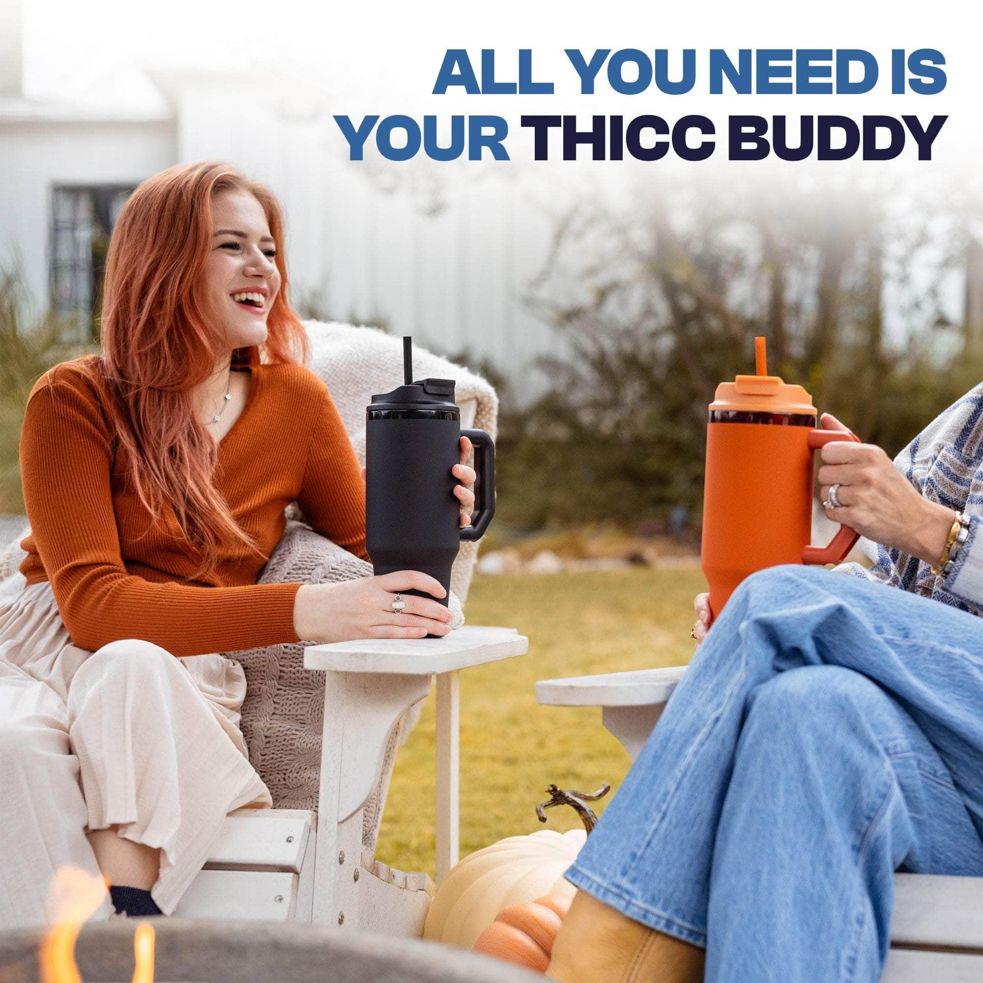 Frost Buddy Thicc Buddy - 40 oz Stainless Steel Vacuum Insulated Tumbler with Lid and Straw for Water - Travel Mug Cupholder Friendly - Gifts for Women Men Him Her (Aquamarine)