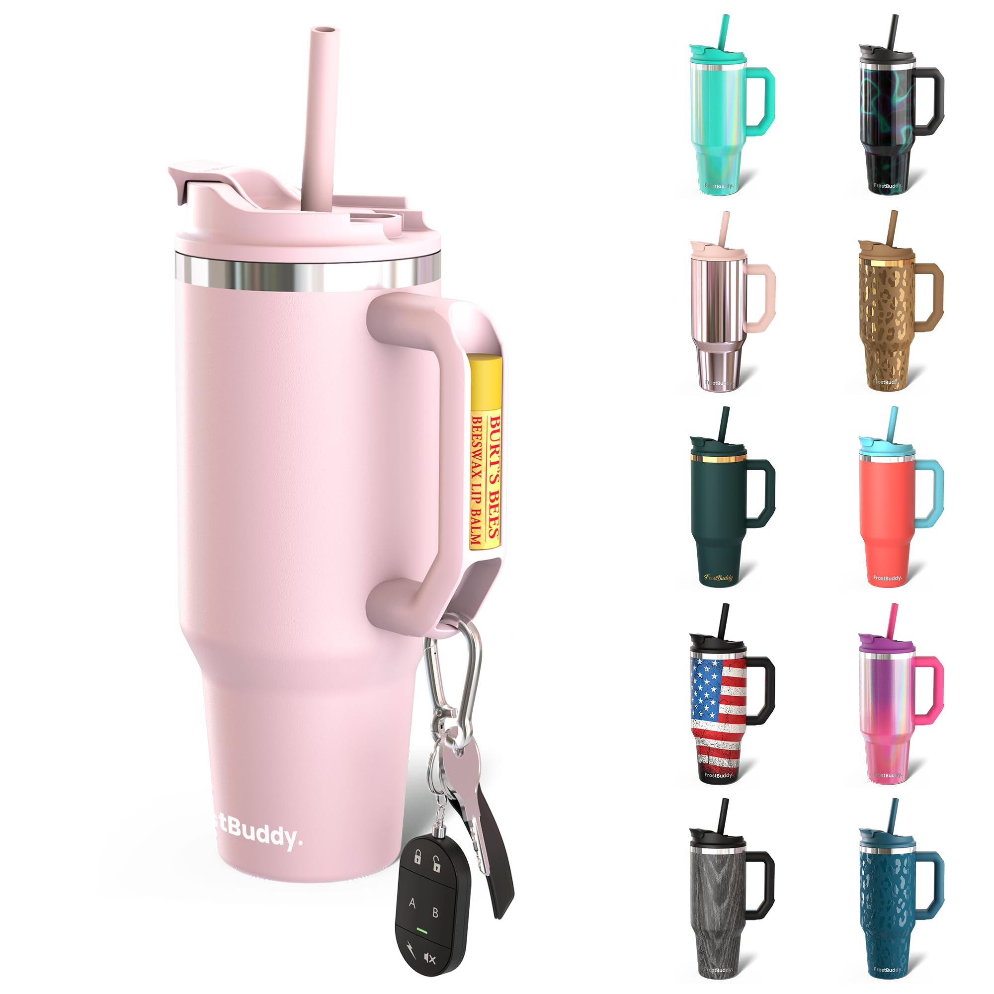 Frost Buddy Thicc Buddy - 40 oz Stainless Steel Vacuum Insulated Tumbler with Lid and Straw for Water - Travel Mug Cupholder Friendly - Gifts for Women Men Him Her (Ballet Slipper)