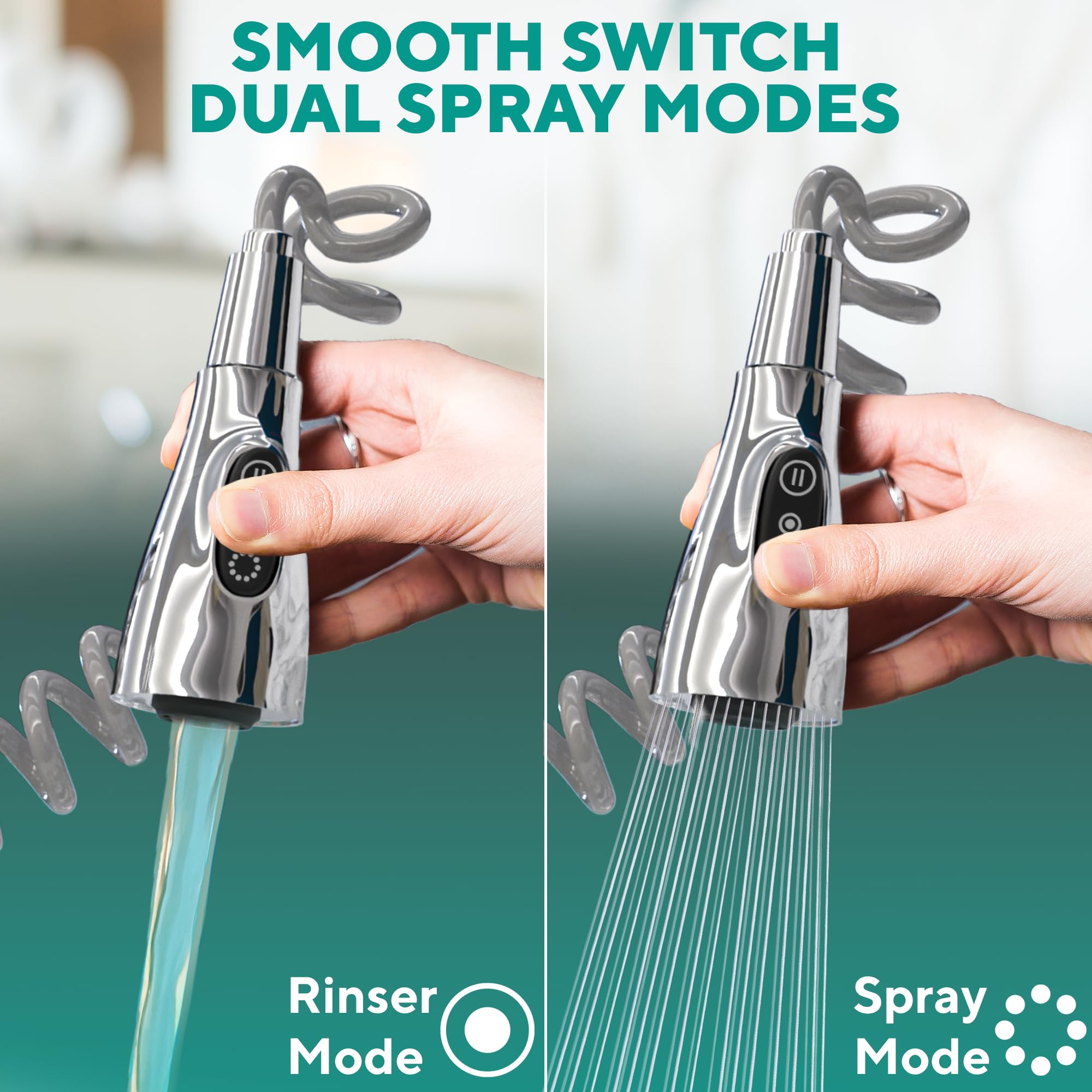 Heavy-Duty Faucet Sprayer Attachment - Leak-Proof Sink Hose Sprayer w/ 5 Adapters & Diverter Valve - 79β Recoil Hose with 2 Spray Modes - Ideal for Kitchen, Tub, Bathroom, Garden, Pets