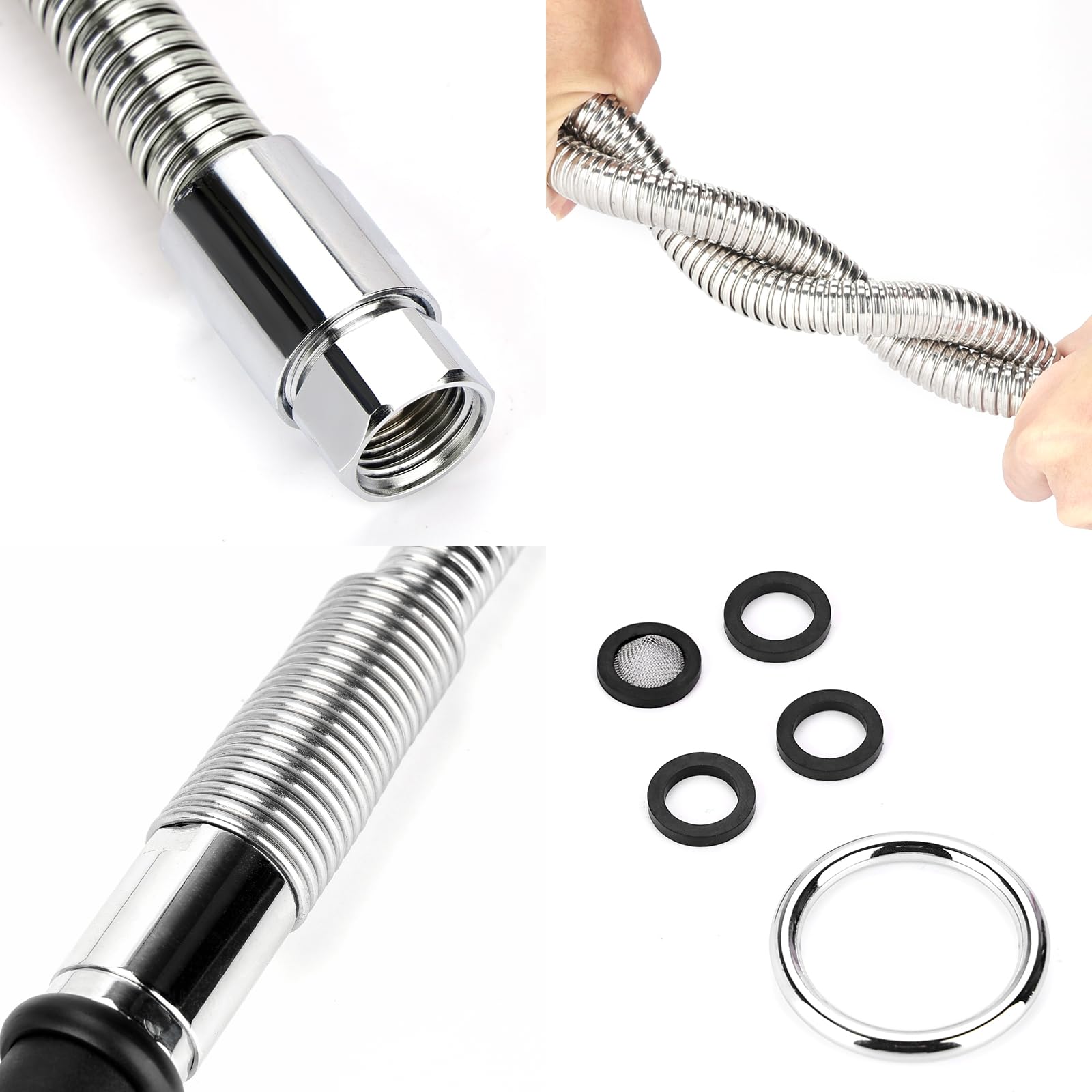 KWODE Spray Valve with Pre-rinse Hose, 38" Flexible Stainless Steel Hose with High Pressure Pre Rinse Spray Nozzle Sprayer Head Assembly Kit for Commercial Restaurant Industrial Kitchen Sink Faucet