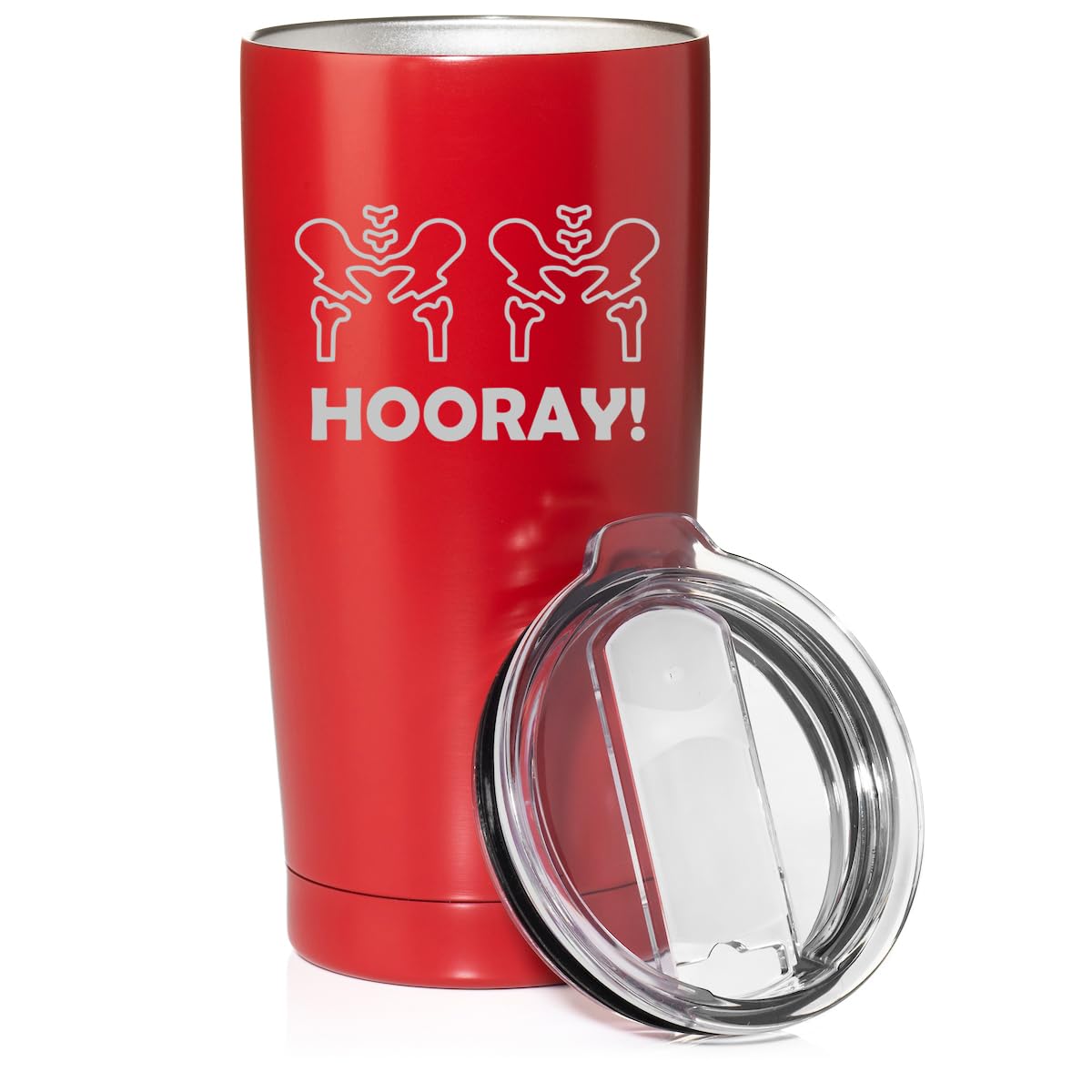 Smooth Body Tumbler Stainless Steel Vacuum Insulated Travel Mug Cup Gift Hip Hip Hooray Funny Physical Therapy Therapist (Red, 20 oz)