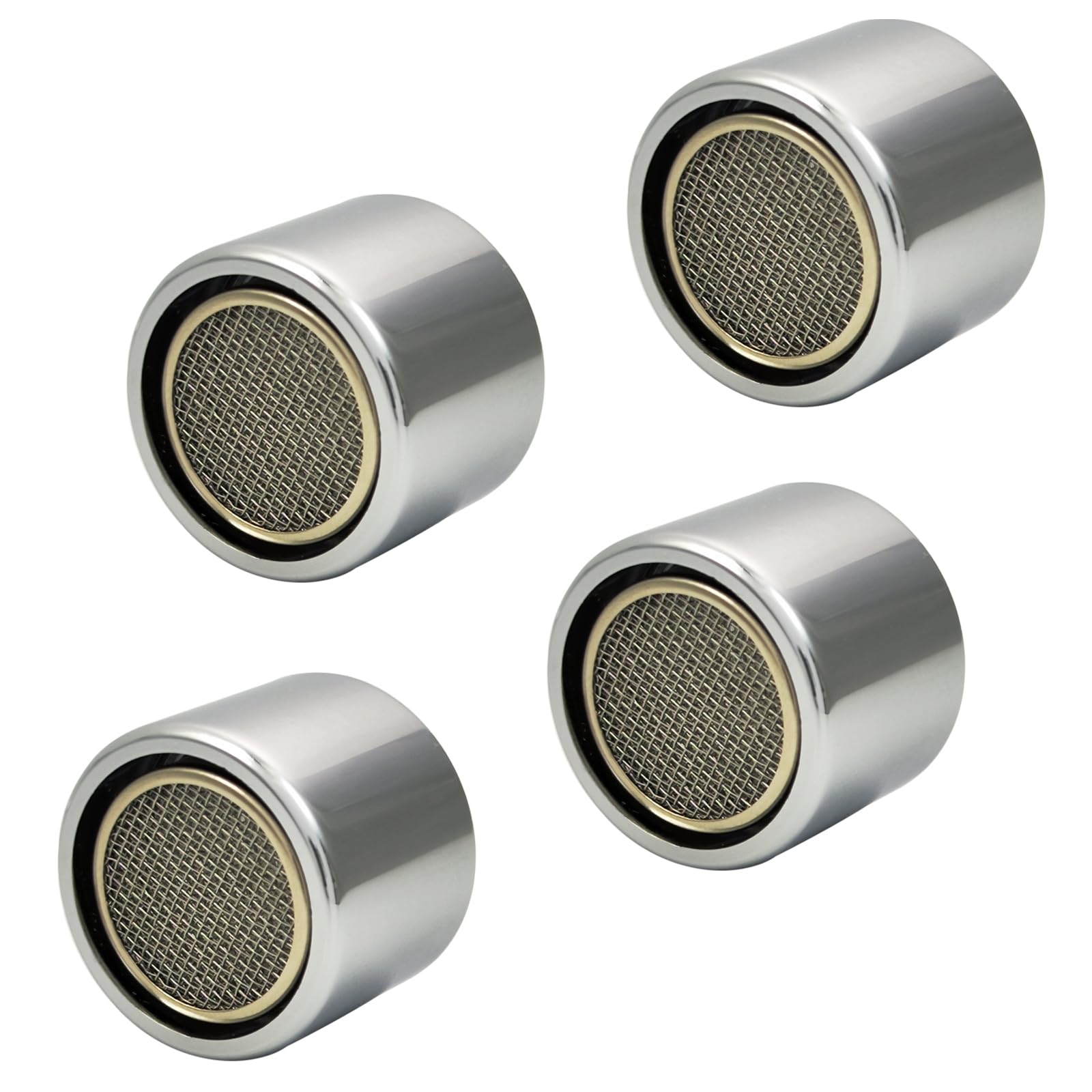 TSBSHum Bathroom Sink Aerator,2.2 GPM Faucet Aerator, Made of Solid Brass and Stainless Steel,55/64 Inch Female Thread Faucet Replacement with Gasket,For Kitchen and Bathroom,4PCS(Silver)