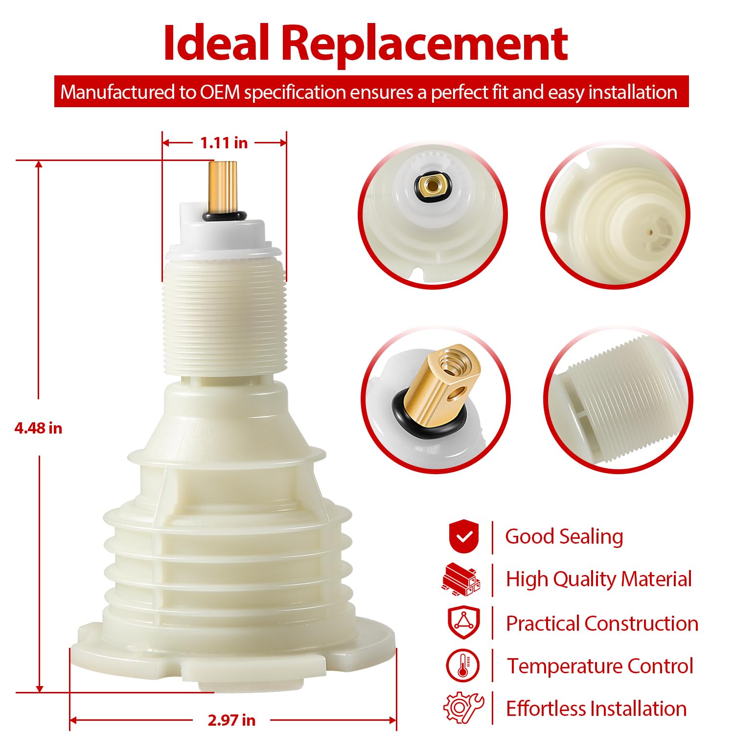 RP26755 Cartridge Top Assembly Sleeve Assembly for Delta Two-Handle Pressure Balance Shower Faucet 2300 Series for Temperature Control
