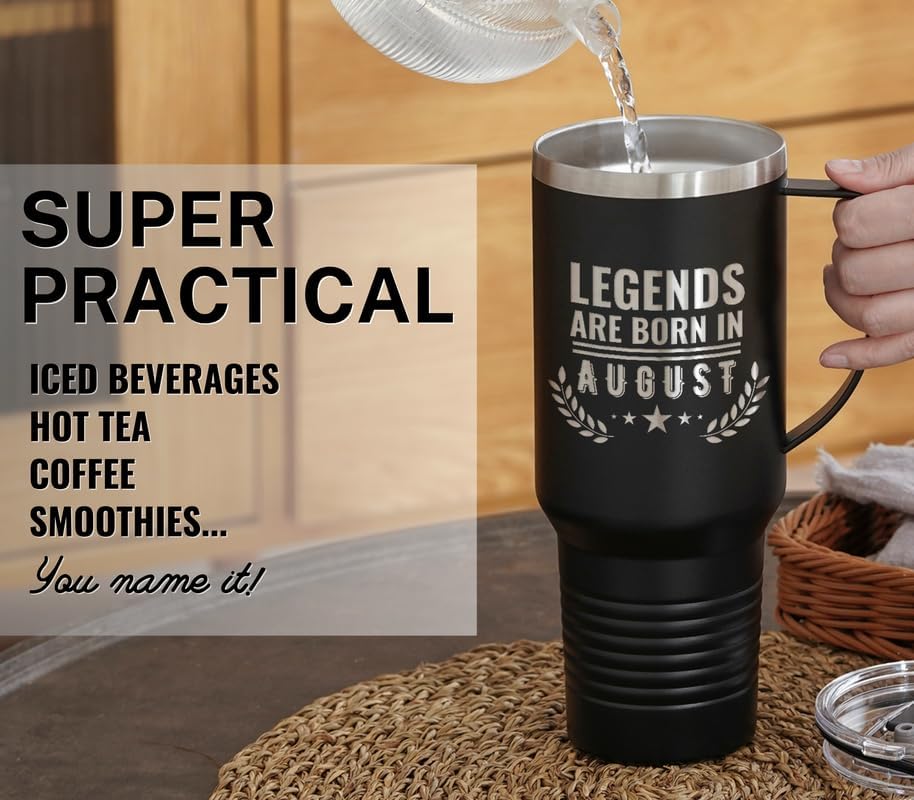 Onebttl Funny Birthday Gifts for Men, Him, 40 oz Tumbler with Handle, Black, Legends are Born in June