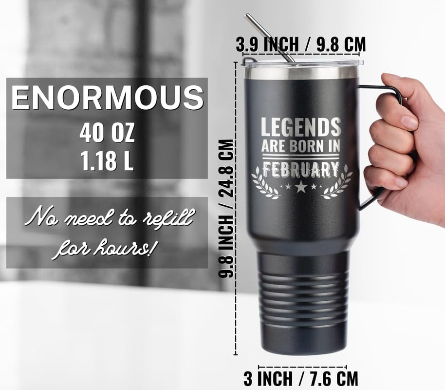Onebttl Funny Birthday Gifts for Men, Him, 40 oz Tumbler with Handle, Black, Legends are Born in June