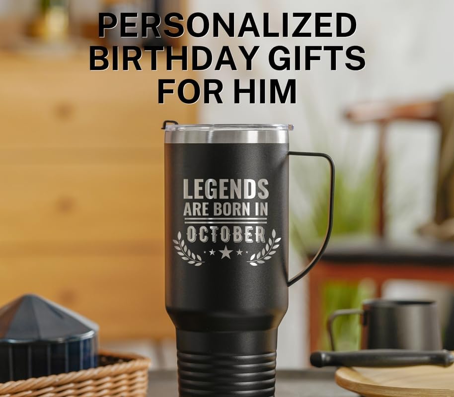 Onebttl Funny Birthday Gifts for Men, Him, 40 oz Tumbler with Handle, Black, Legends are Born in June
