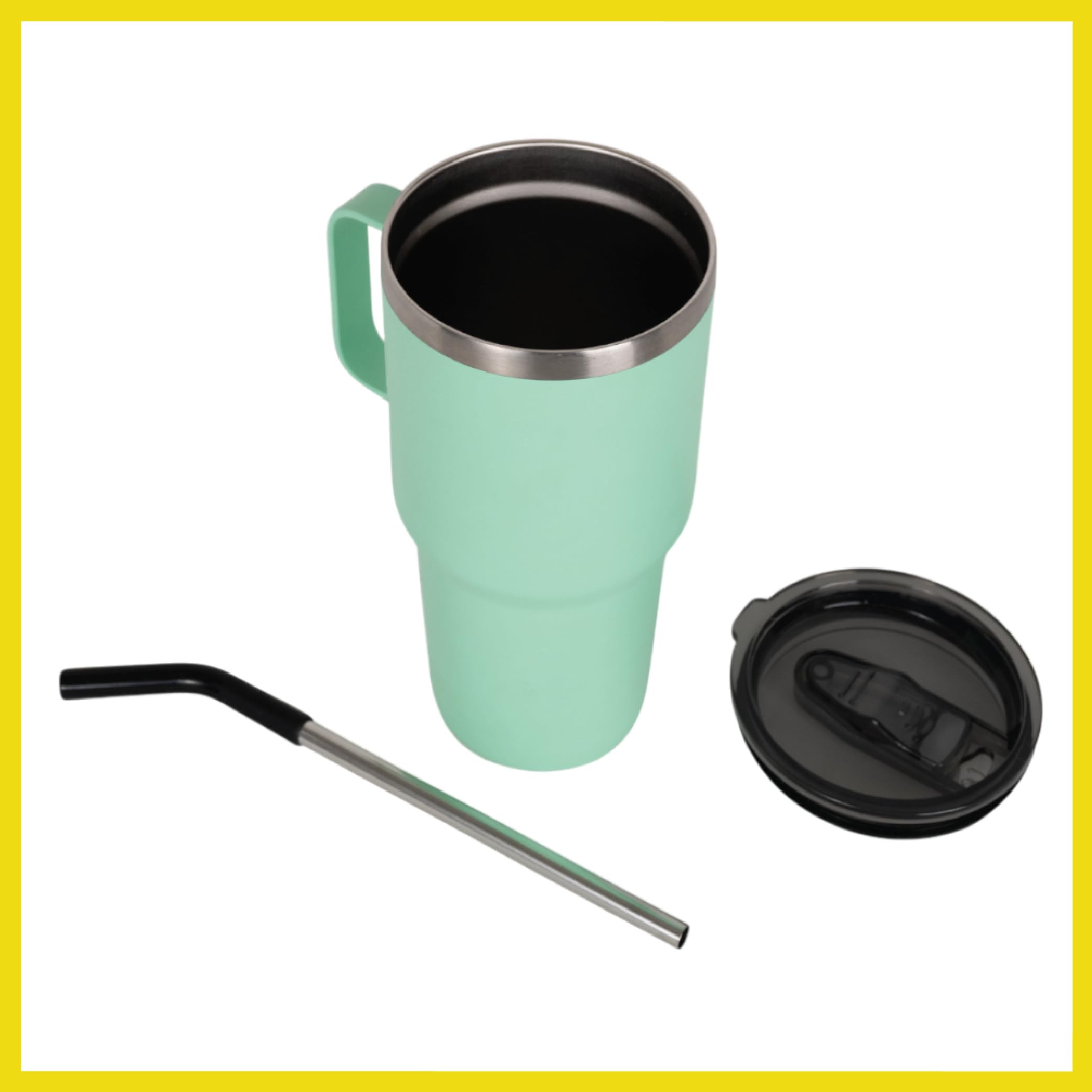 BOB THE COOLER CO BOBs 30Oz Heavy Duty Double Wall Vacuum Insulated Tumbler with Straw and Handle, Made of Stainless Steel, Great for Travel, Beach, & More