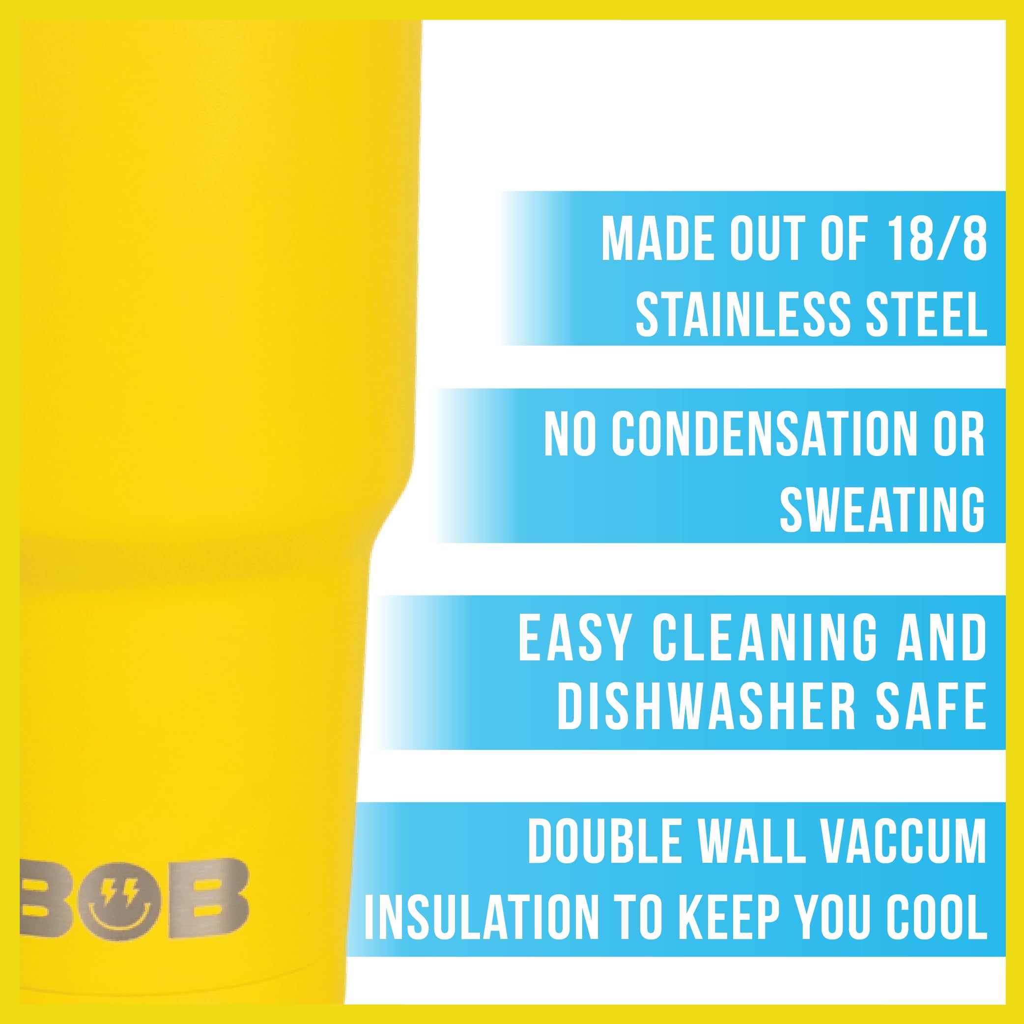BOB THE COOLER CO BOBs 30Oz Heavy Duty Double Wall Vacuum Insulated Tumbler with Straw and Handle, Made of Stainless Steel, Great for Travel, Beach, & More