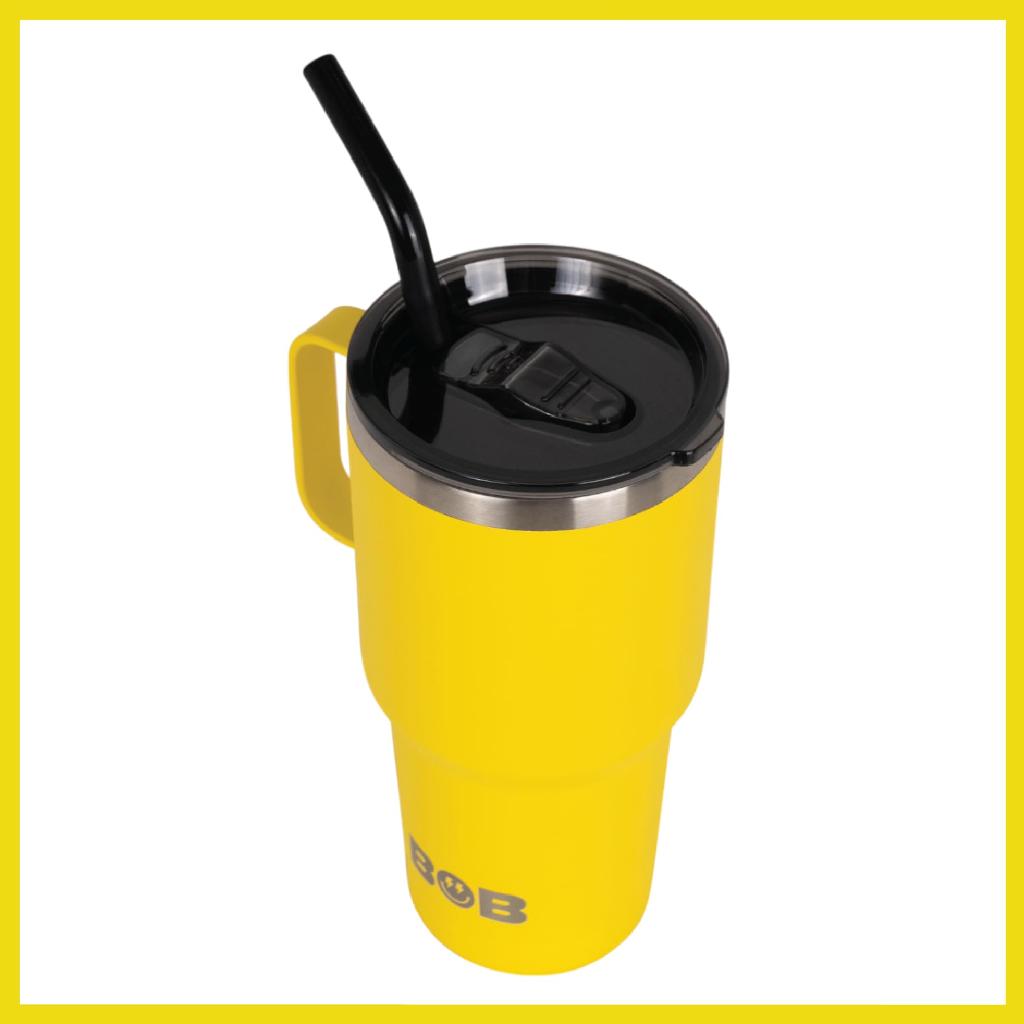 BOB THE COOLER CO BOBs 30Oz Heavy Duty Double Wall Vacuum Insulated Tumbler with Straw and Handle, Made of Stainless Steel, Great for Travel, Beach, & More