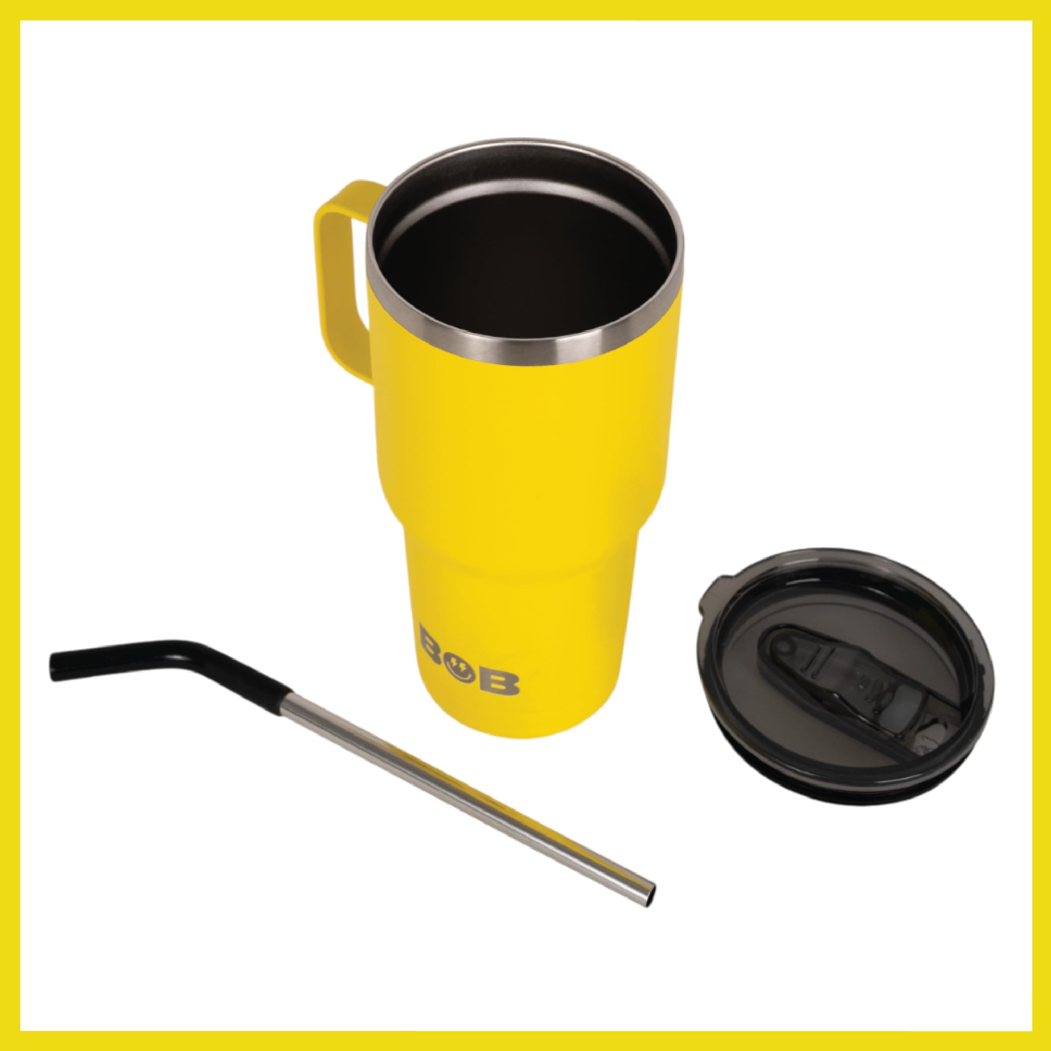 BOB THE COOLER CO BOBs 30Oz Heavy Duty Double Wall Vacuum Insulated Tumbler with Straw and Handle, Made of Stainless Steel, Great for Travel, Beach, & More