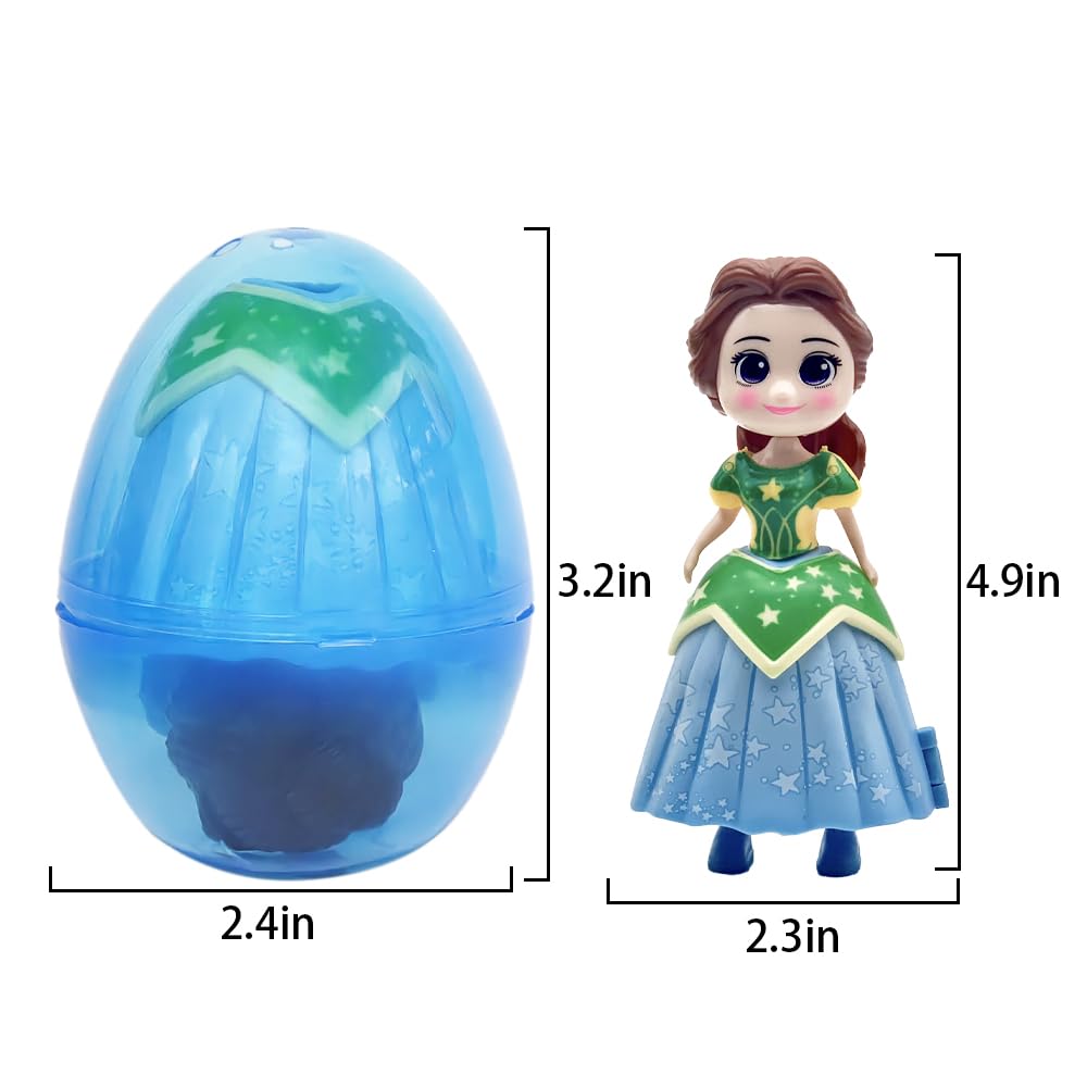 4Pack Easter Jumbo Princess Deformation Prefilled Easter Eggs with Toys, Easter Party Favors Gift for Girls Boys, Toddlers Kids Easter Basket Stuffers Fillers, Classroom Prize Supplies (Princess)