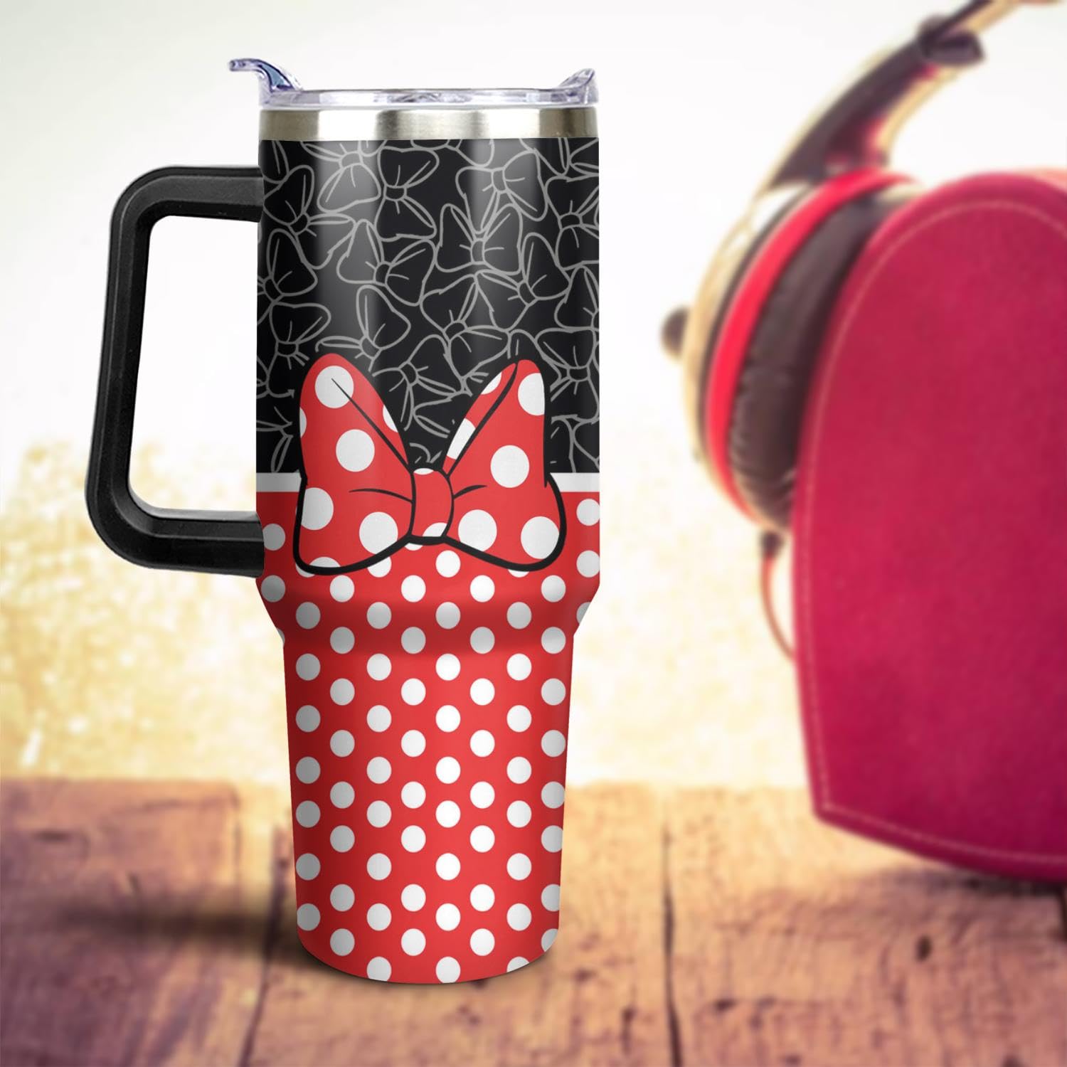 Sunmdecor 40 Oz Tumbler with Handle and Silicone Straws,Coffee Insulated Tumbler with Handle,40oz tumbler with handle