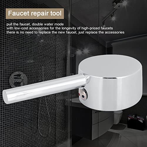 Faucet Lever Handle, 45mm Valve Core Zinc Alloy Chrome Plated Hot and Cold Single Faucet Handle Replacement for Kitchen Bathroom Toilet Use