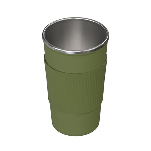 OUTDOORS PROFESSIONAL OUTD9454 Stainless Steel Double-Walled Vacuum-Insulated Coffee Cup with Spillproof Lid (17.2 Oz.; Olive Green)