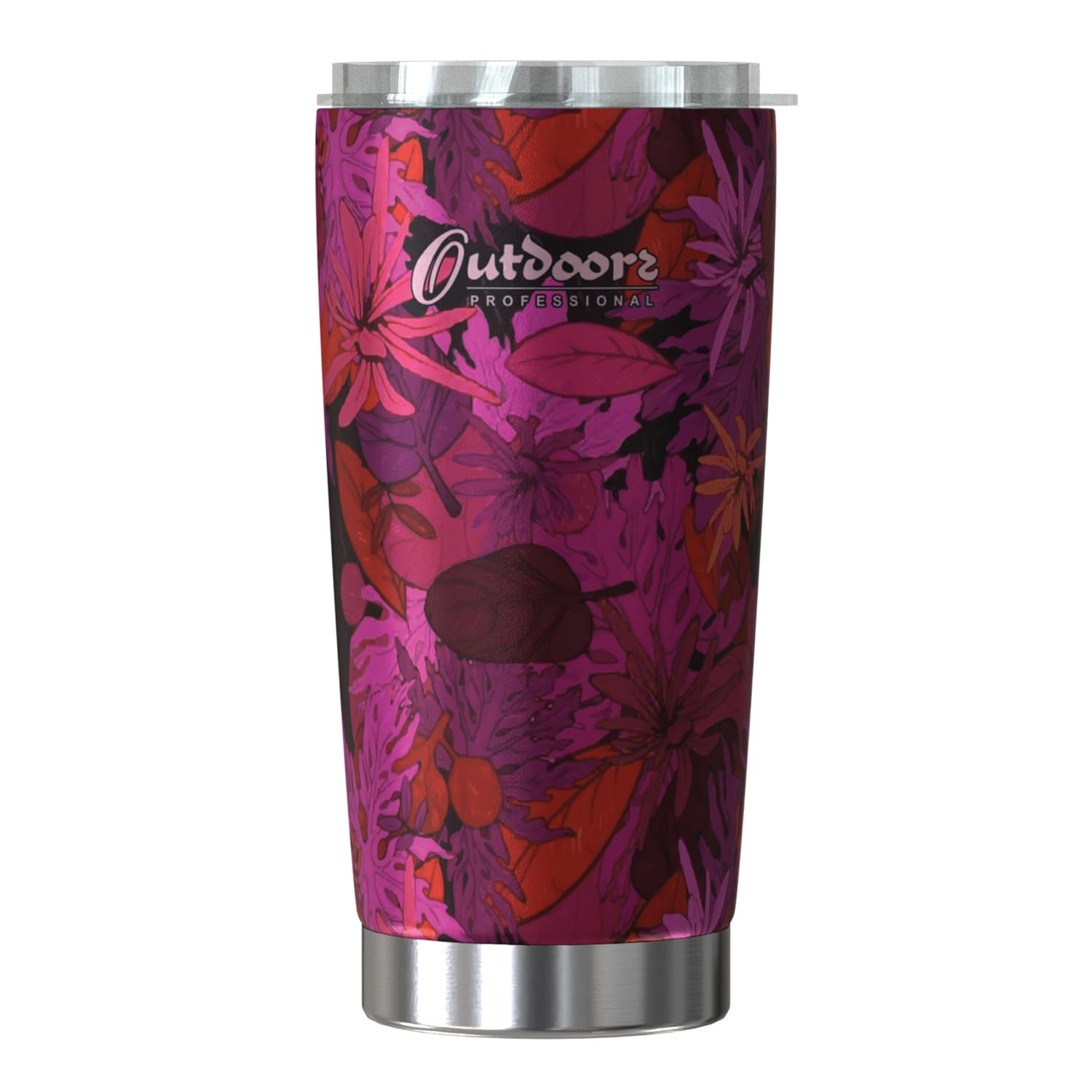 OUTDOORS PROFESSIONAL OUTD9317 20-Oz. Stainless Steel Double-Walled Vacuum-Insulated Classic Tumbler with Sealed Silicone Lid (Tropical Purple)