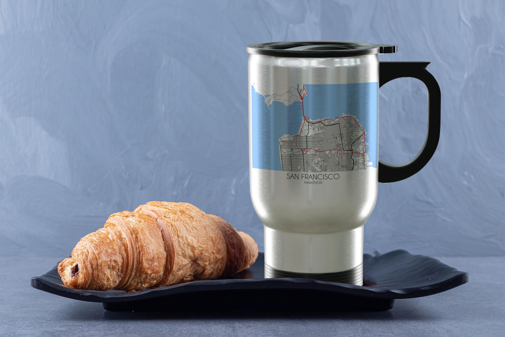 San Francisco Marathon Course Route San Francisco Gifts and Souvenirs - Unique Drinkware - San Francisco Marathon Course Route Race Memento - 14oz Travel Mug Steel