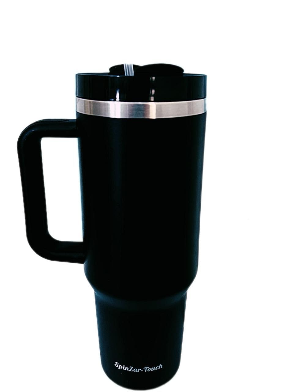 40 oz Tumbler with Handle and Straw, Black Insulated Travel Mug Iced Coffee Cup, Reusable Stainless Steel Insulated Water Bottle, Keeps Drinks Cold for 24 Hours, Dishwasher Safe, BPA Free, Large