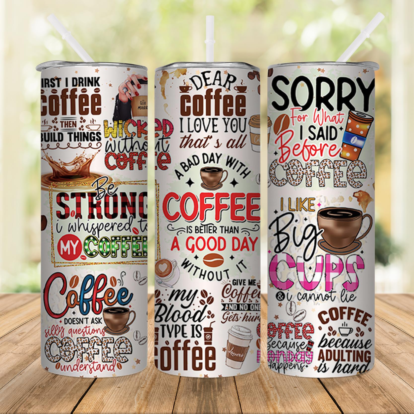 ROONMKUU Dear Coffee I Love You 20oz Tumbler, Stainless Steel Water Bottle, Vacuum Insulated Water Cups, Summer Winter Drinkware, Outdoor Travel Accessories