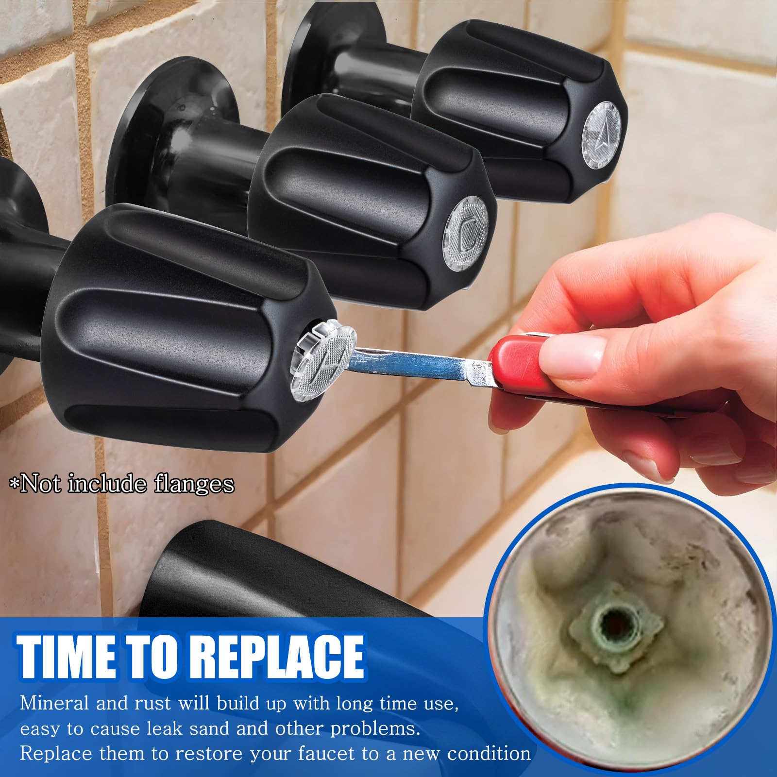 Dreyoo 3 Piece Shower Knob Replacement Compatible with Price/Pfister Verve Tub Shower, Bathtub Faucet Handle Remodel Trim Kit Include 1 Hot 1 Cold 1 Diverter and 3 Screws(Matte Black)