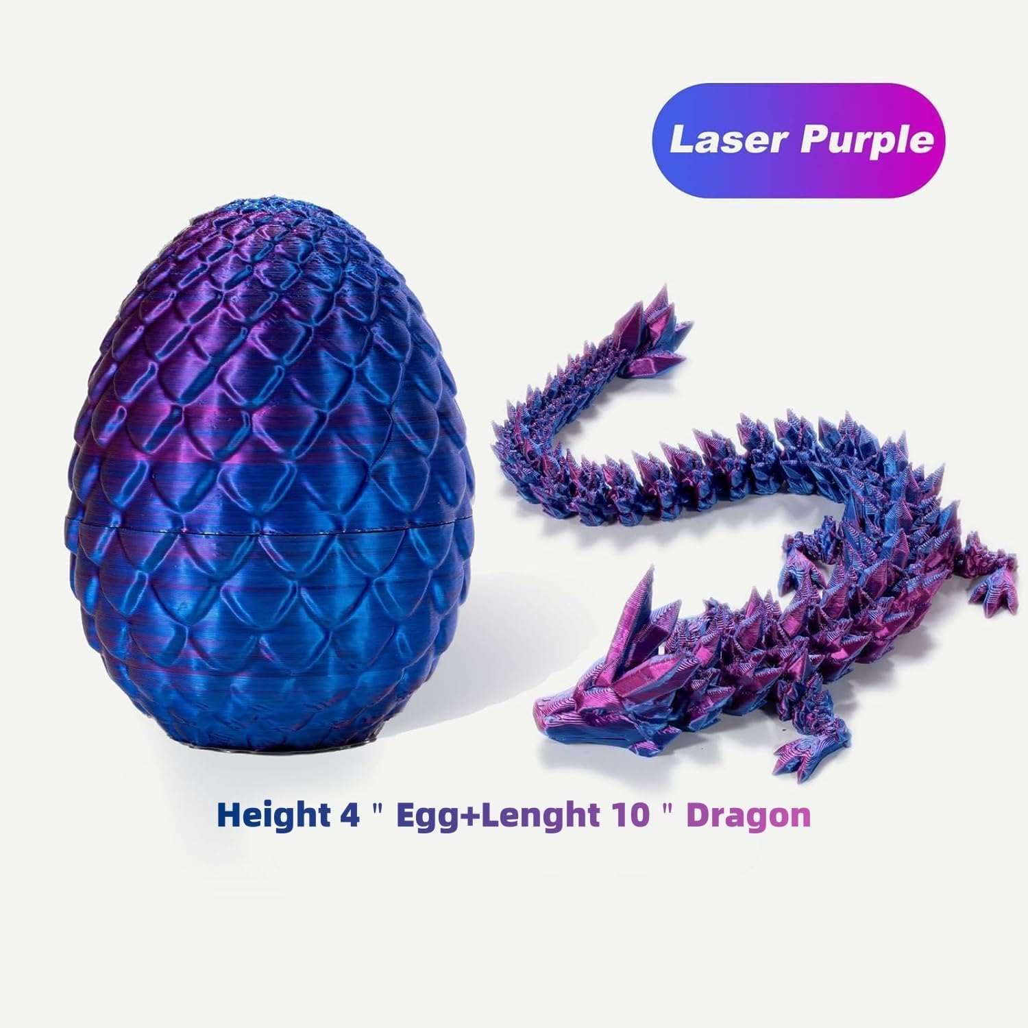 Zobetro Easter Basket Stuffers, 3D Printed Dragon Surprise Egg, Executive Dragon Fidget Desk Toys Decorative Easter Egg Fillers Easter Gifts for Boys Kids Home Decor(Purple)