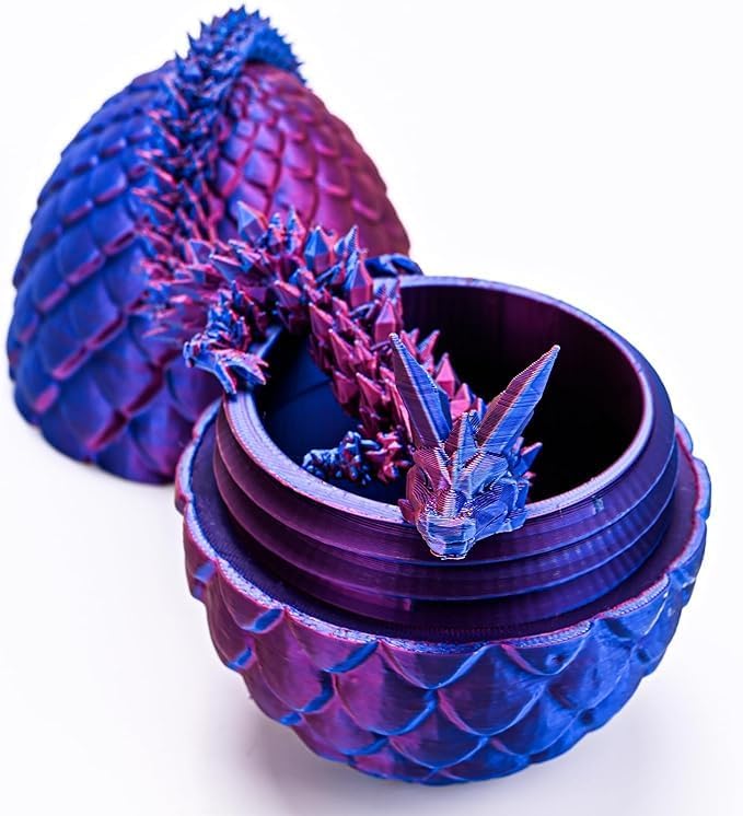 Zobetro Easter Basket Stuffers, 3D Printed Dragon Surprise Egg, Executive Dragon Fidget Desk Toys Decorative Easter Egg Fillers Easter Gifts for Boys Kids Home Decor(Purple)