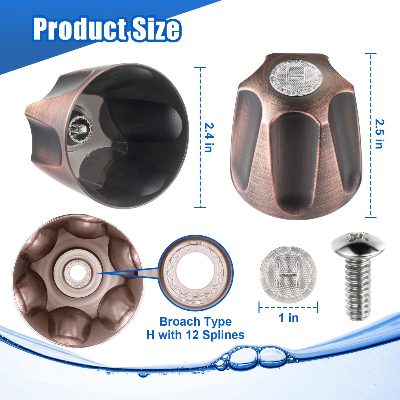 Dreyoo 3 Piece Shower Knob Replacement Compatible with Price/Pfister Verve Tub Shower, Bathtub Faucet Handle Remodel Trim Kit Include 1 Hot 1 Cold 1 Diverter and 3 Screws(Oil Rubbed Bronze)