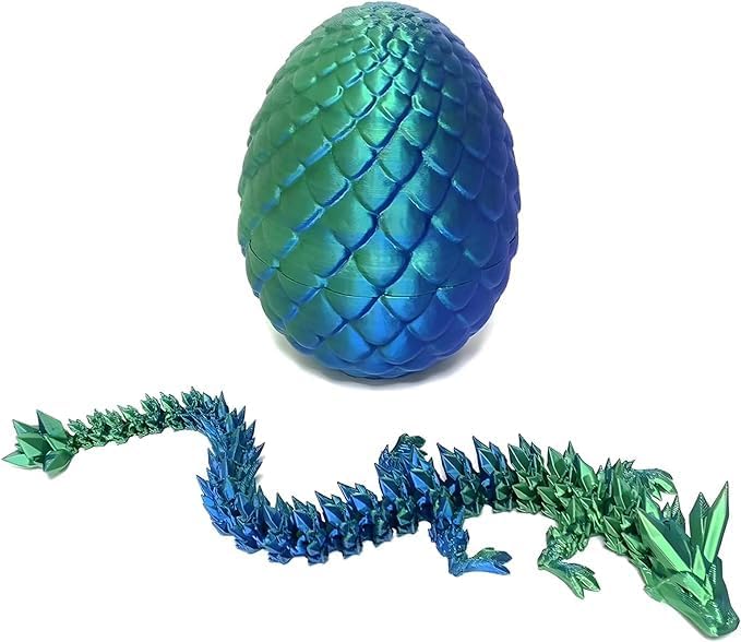 Zobetro Easter Basket Stuffers, 3D Printed Dragon Surprise Egg, Executive Dragon Fidget Desk Toys Decorative Easter Egg Fillers Easter Gifts for Boys Kids Home Decor(Green)