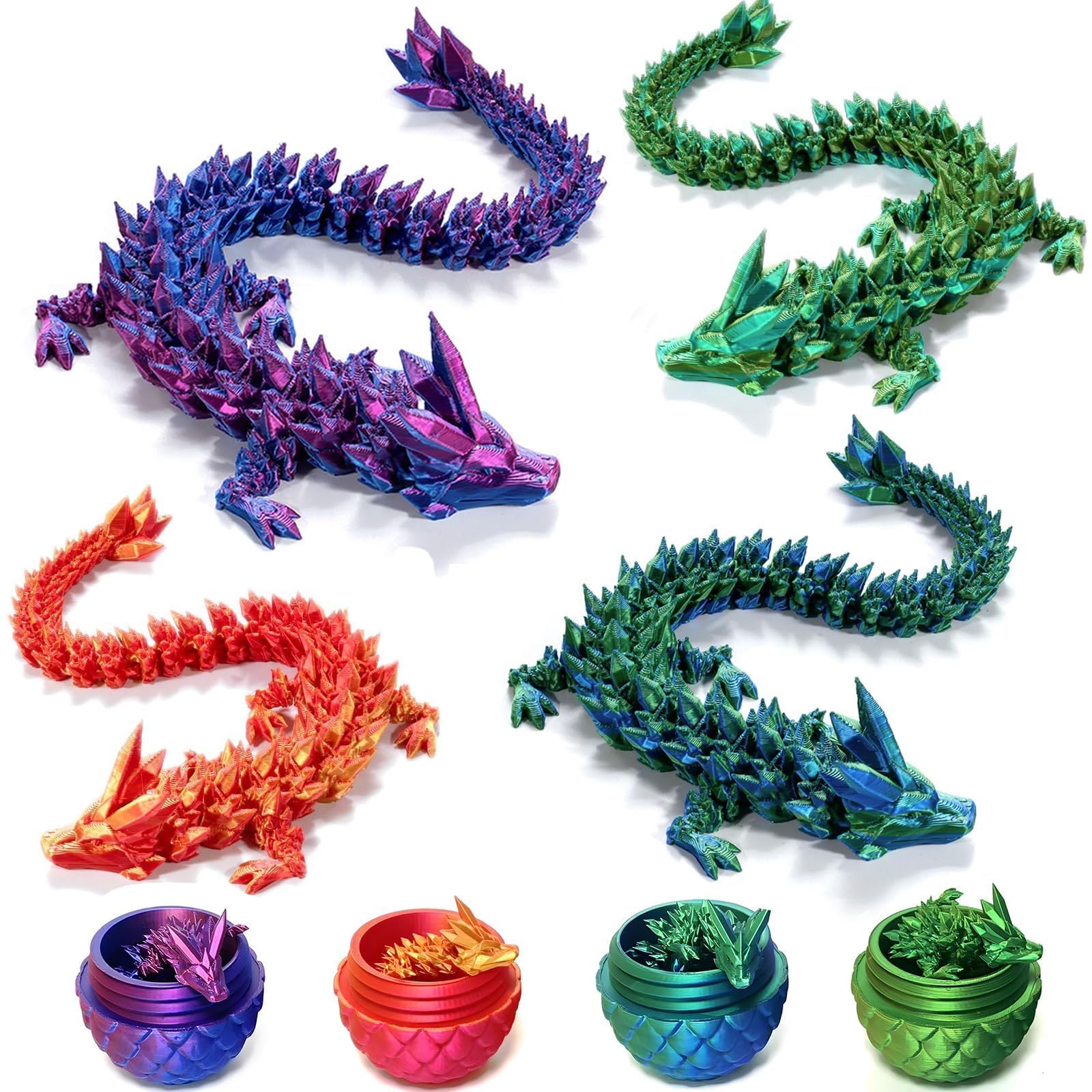 Zobetro Easter Basket Stuffers, 3D Printed Dragon Surprise Egg, Executive Dragon Fidget Desk Toys Decorative Easter Egg Fillers Easter Gifts for Boys Kids Home Decor(Green)
