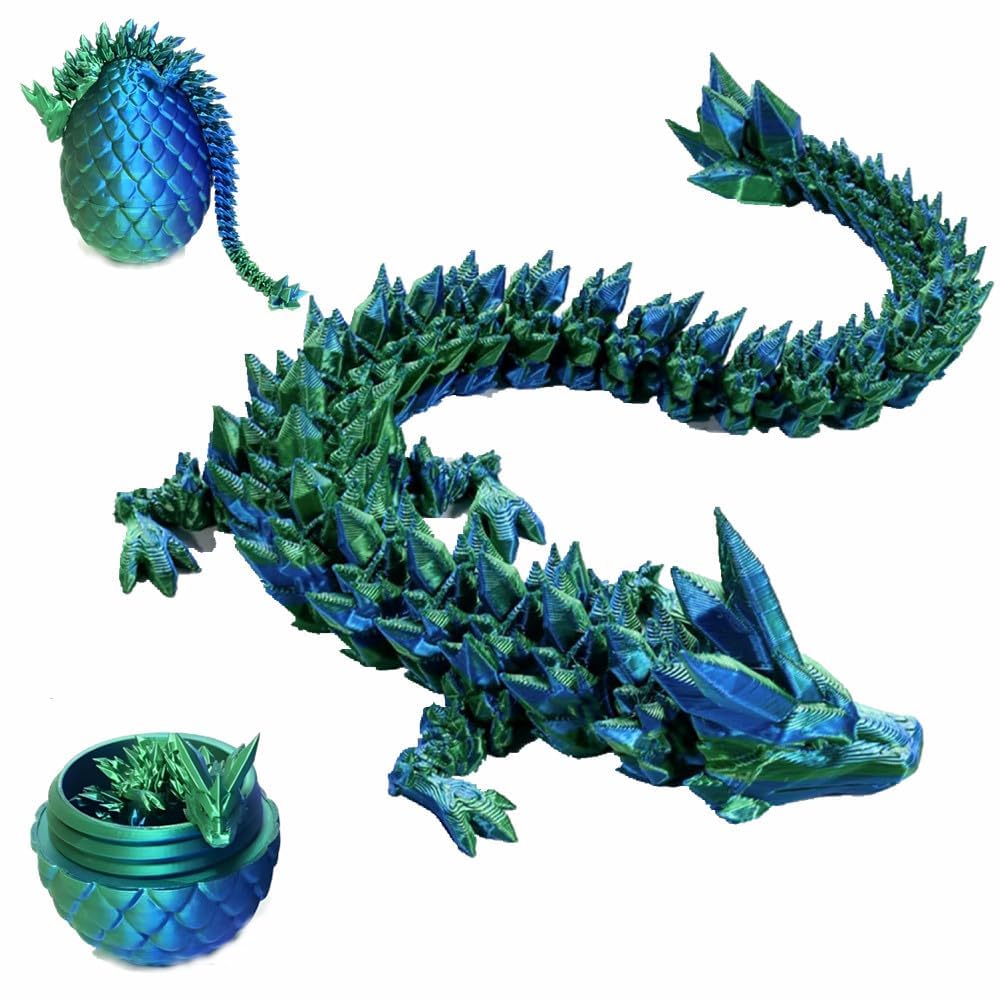 Zobetro Easter Basket Stuffers, 3D Printed Dragon Surprise Egg, Executive Dragon Fidget Desk Toys Decorative Easter Egg Fillers Easter Gifts for Boys Kids Home Decor(Green)