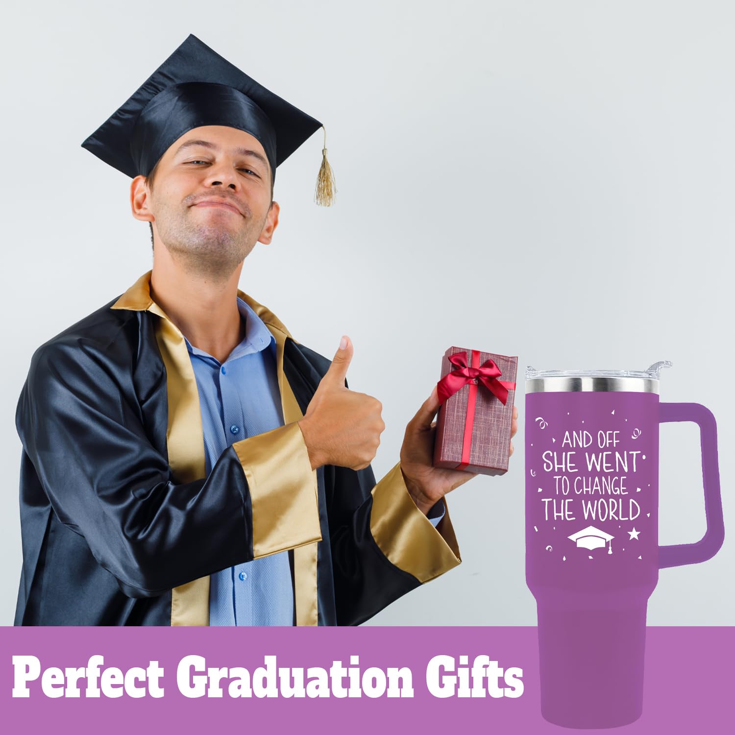 sxmluedn She Believed She Could So She Mastered It Masters Graduation Gifts for Her Him Masters Degree Tumbler Coffee Mug 40oz with Handle and Straw