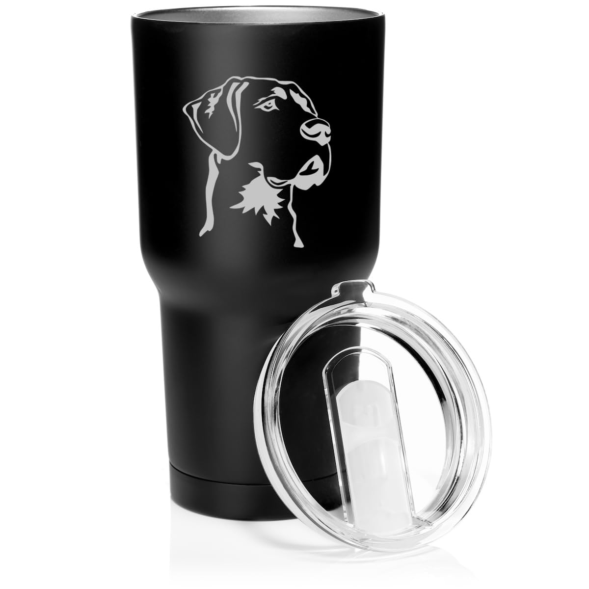 Smooth Body Tumbler Stainless Steel Vacuum Insulated Travel Mug Cup Gift Great Dane Face (Black, 30 oz)