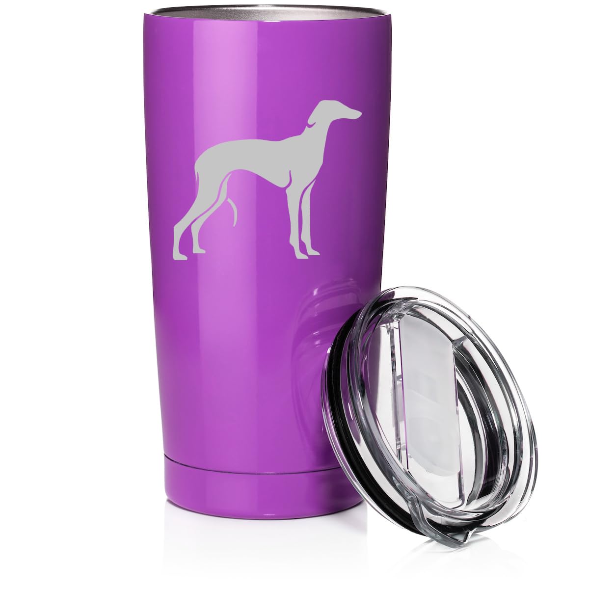 Smooth Body Tumbler Stainless Steel Vacuum Insulated Travel Mug Cup Gift Greyhound (Purple, 20 oz)