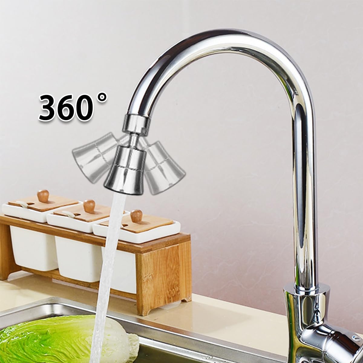 Faucet Extender Faucet Sprayer Attachment for Kitchen Sink, 5 Flow Mode Faucet Aerator 360° Swivel Anti-Splash Sink Sprayer Kitchen Faucet Head Replacement
