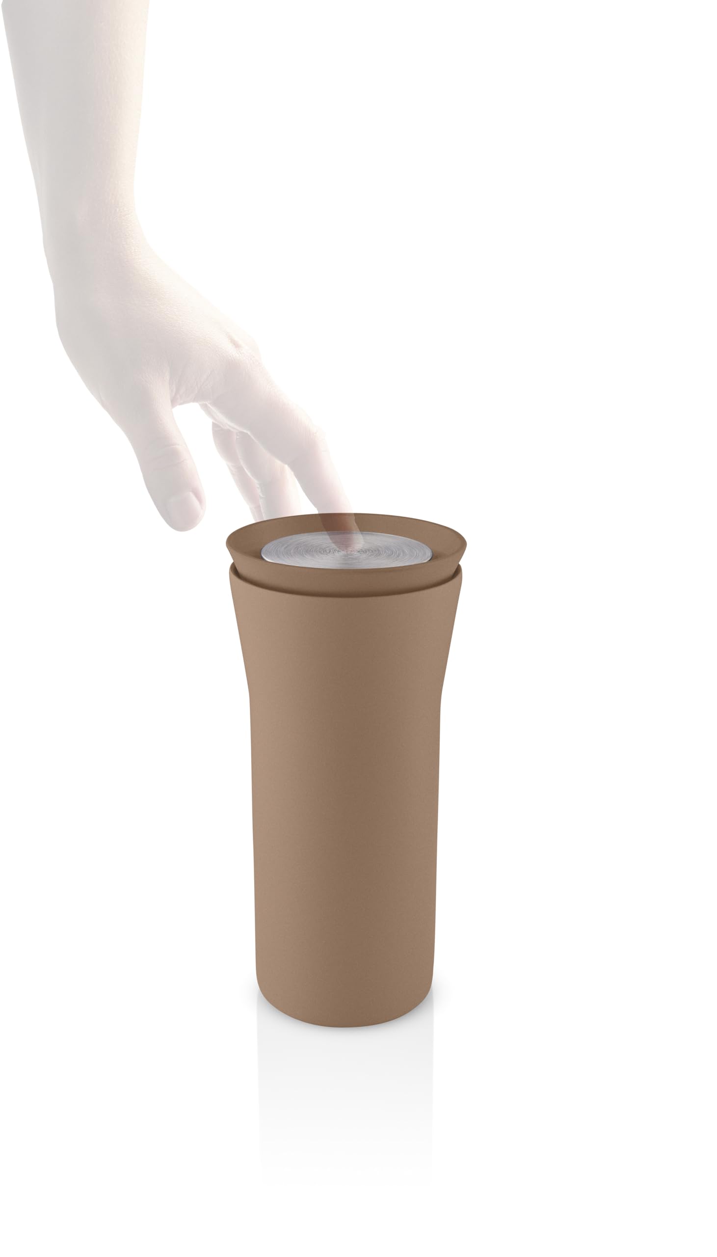 Eva Solo | City To Go Cup 12oz Mocca | Practical, double-walled thermo cup for easy and simple one-hand operation – click-lid allows drinking from all sides | Mocca