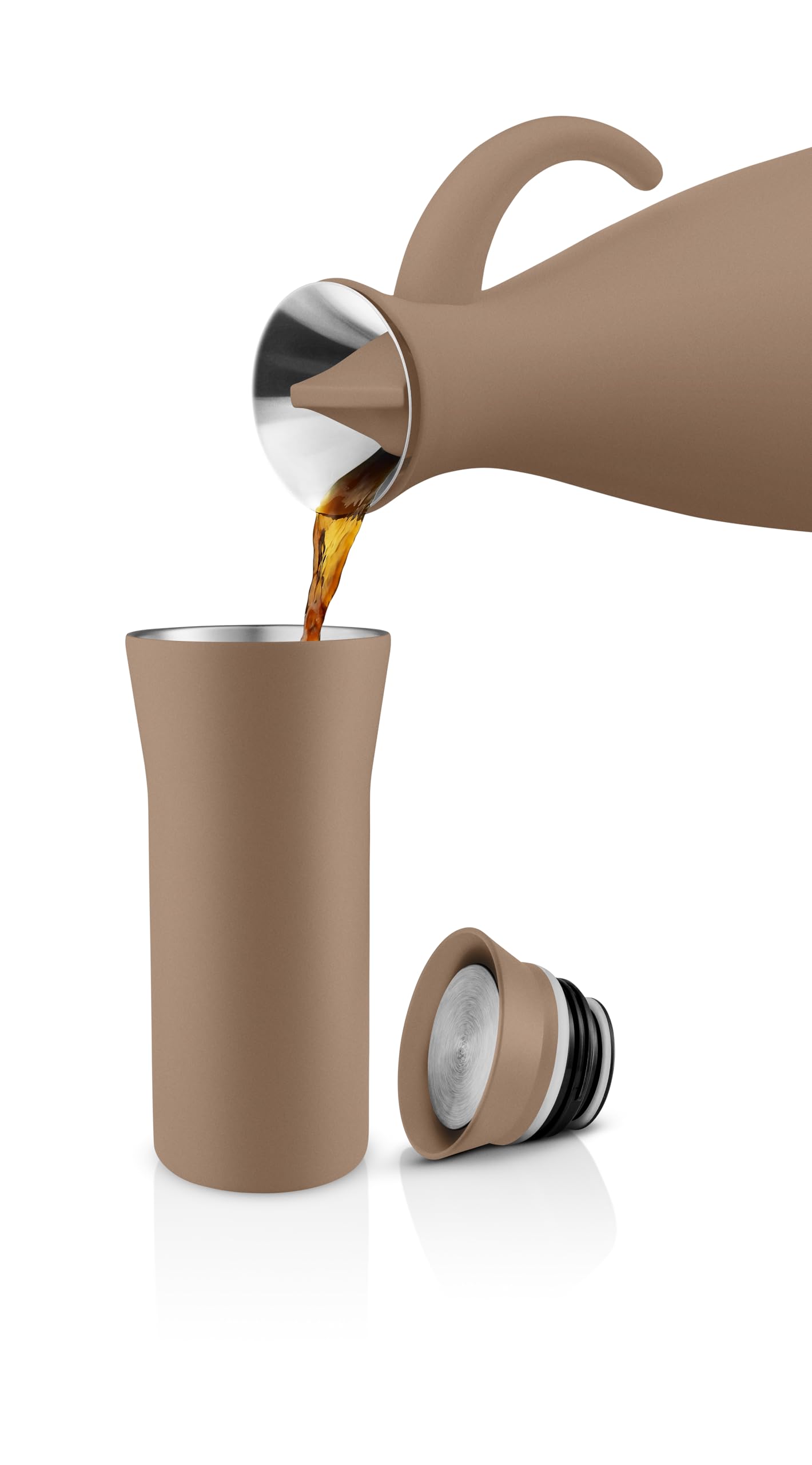 Eva Solo | City To Go Cup 12oz Mocca | Practical, double-walled thermo cup for easy and simple one-hand operation – click-lid allows drinking from all sides | Mocca