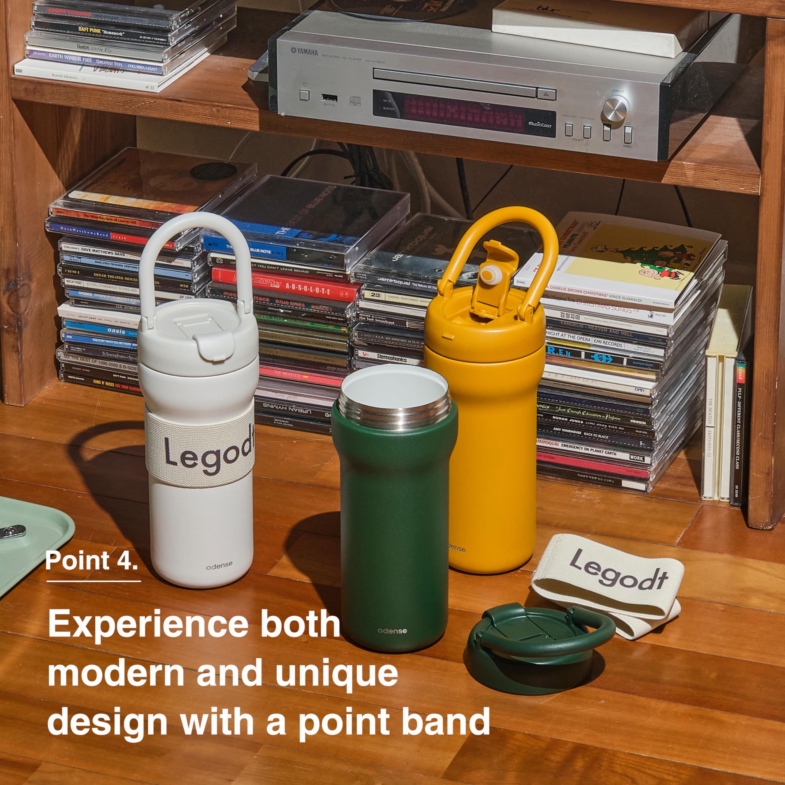 Odense Legodt 2 Way Tumbler 24oz with 2 in 1 Lid & Flexible Handle - Straw Available Insulated Travel Coffee Mug with Leak Proof - Double Stainless Steel Keeps Drinks Hot or Cold(Vanilla Cream)