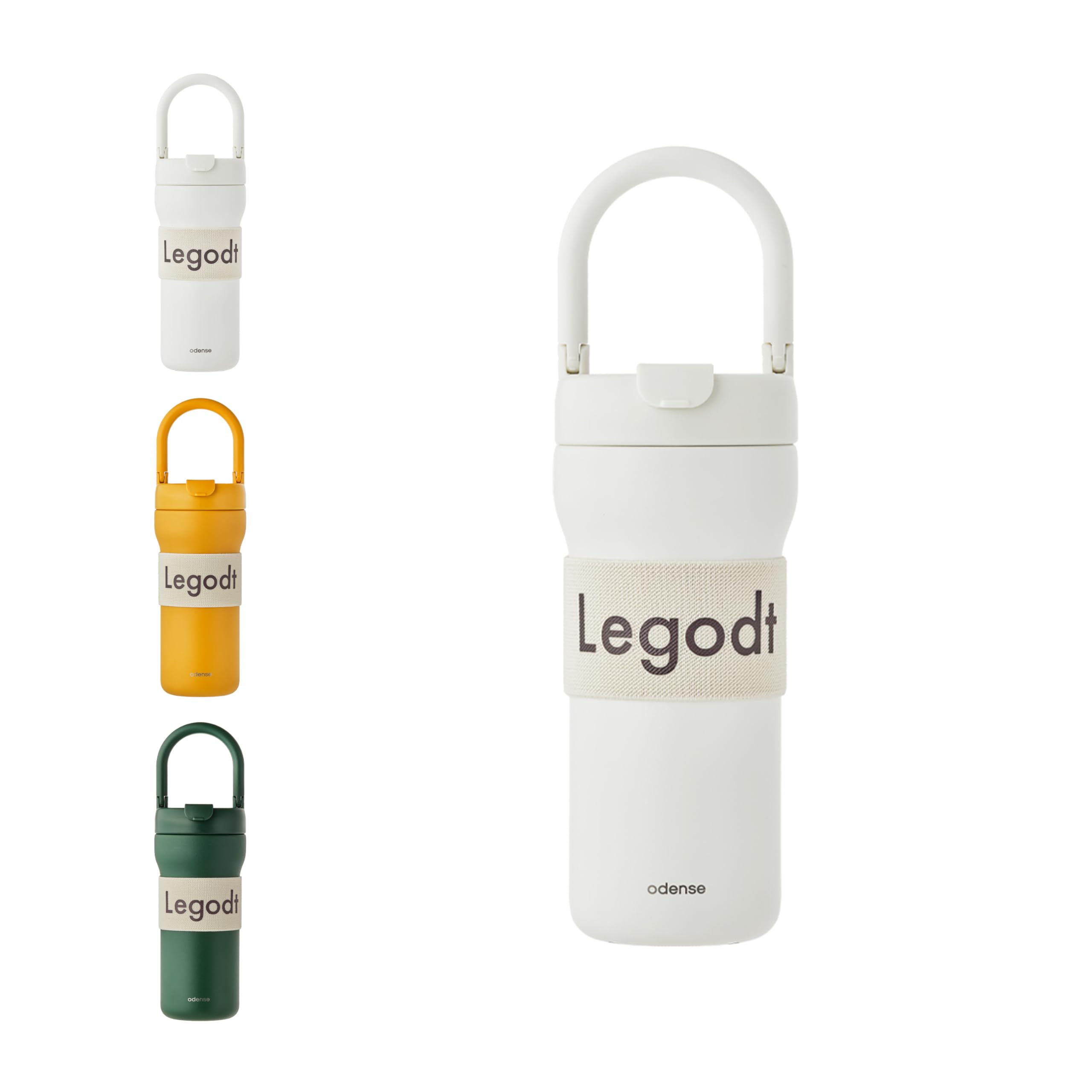 Odense Legodt 2 Way Tumbler 24oz with 2 in 1 Lid & Flexible Handle - Straw Available Insulated Travel Coffee Mug with Leak Proof - Double Stainless Steel Keeps Drinks Hot or Cold(Vanilla Cream)