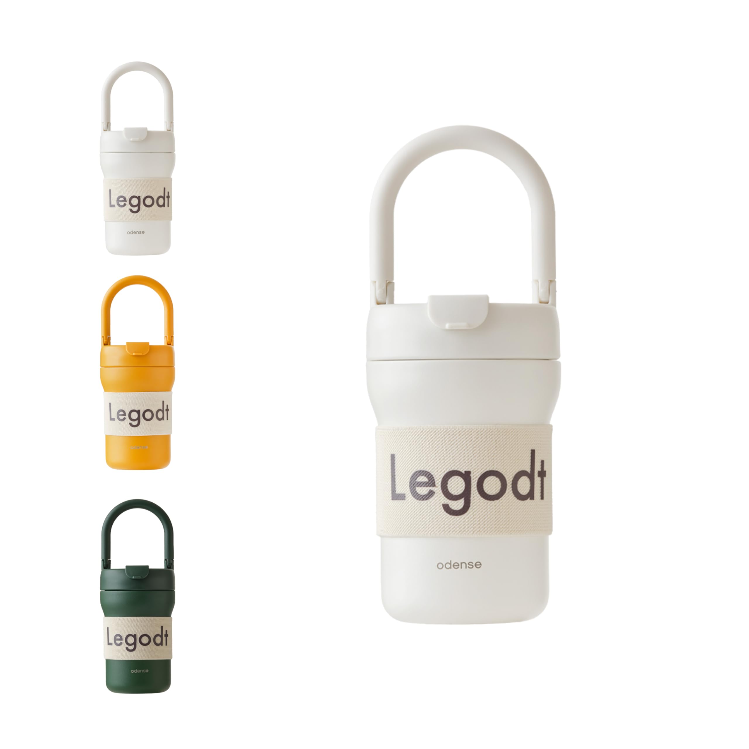 Odense Legodt 2 Way Tumbler 15.2oz with 2 in 1 Lid & Flexible Handle - Straw Available Insulated Travel Coffee Mug with Leak Proof - Double Stainless Steel - Christmas Gifts for Mom (Vanilla Cream)