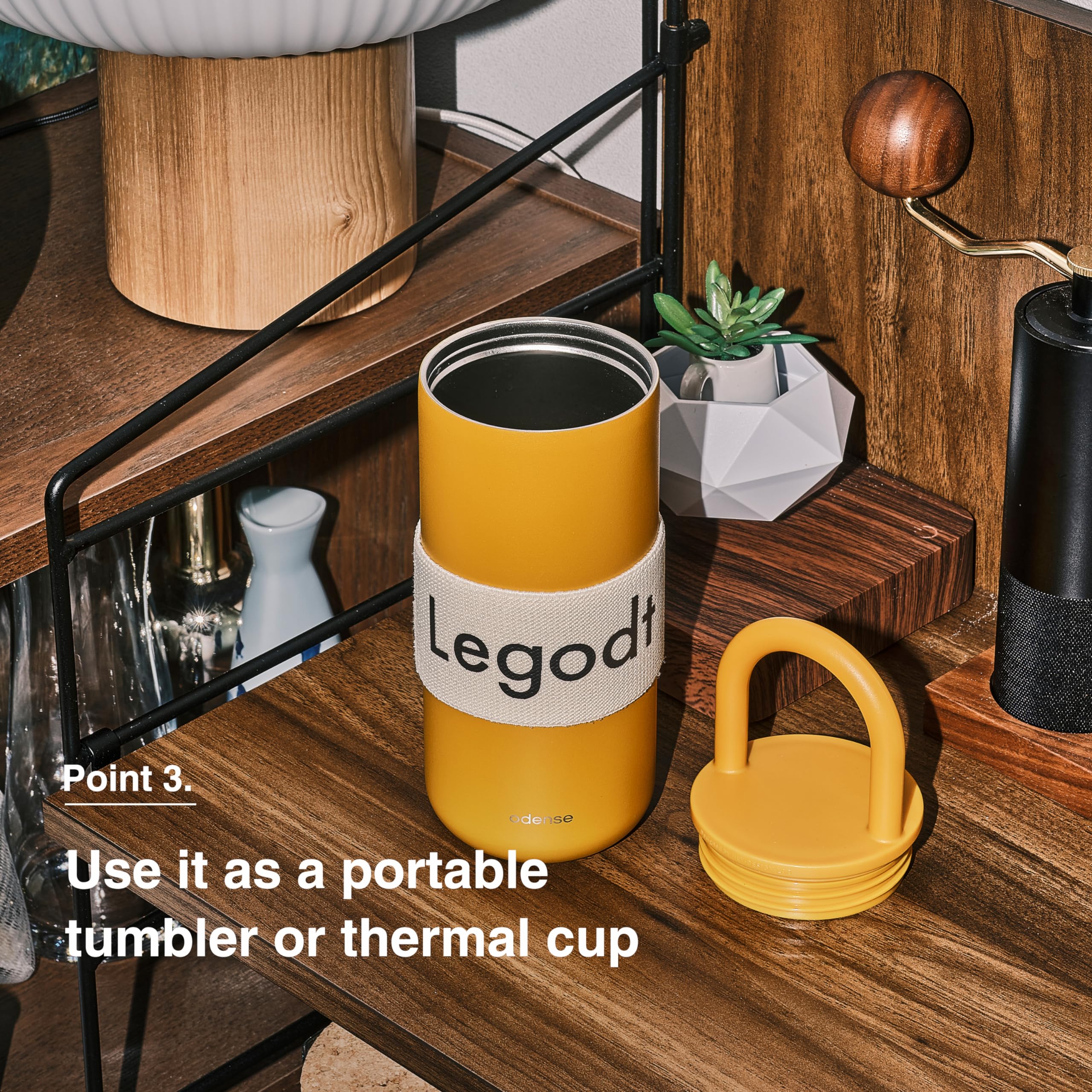 Odense Legodt Loop Tumbler 20oz with Lid and Handle - Insulated Tumbler with Leak-Resistant Lid - Double Stainless Steel Travel Coffee Mug, Water Bottle, Keeps Drinks Hot or Cold(Sweet Pumpkin)