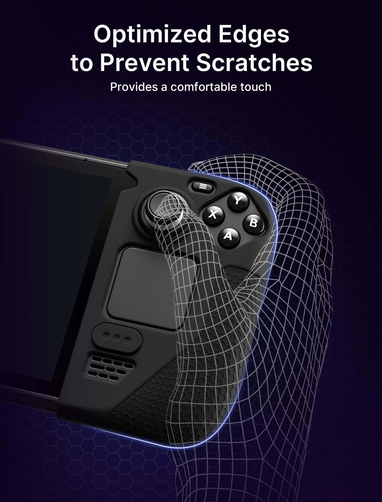 JSAUX Silicone Grip Protection Case Compatible with Steam Deck OLED/LCD, Steam Deck Grip, Steam Deck GripSkin, GripArmor Silicone Sleeve Set (one Left and one Right) - GP0016 Black
