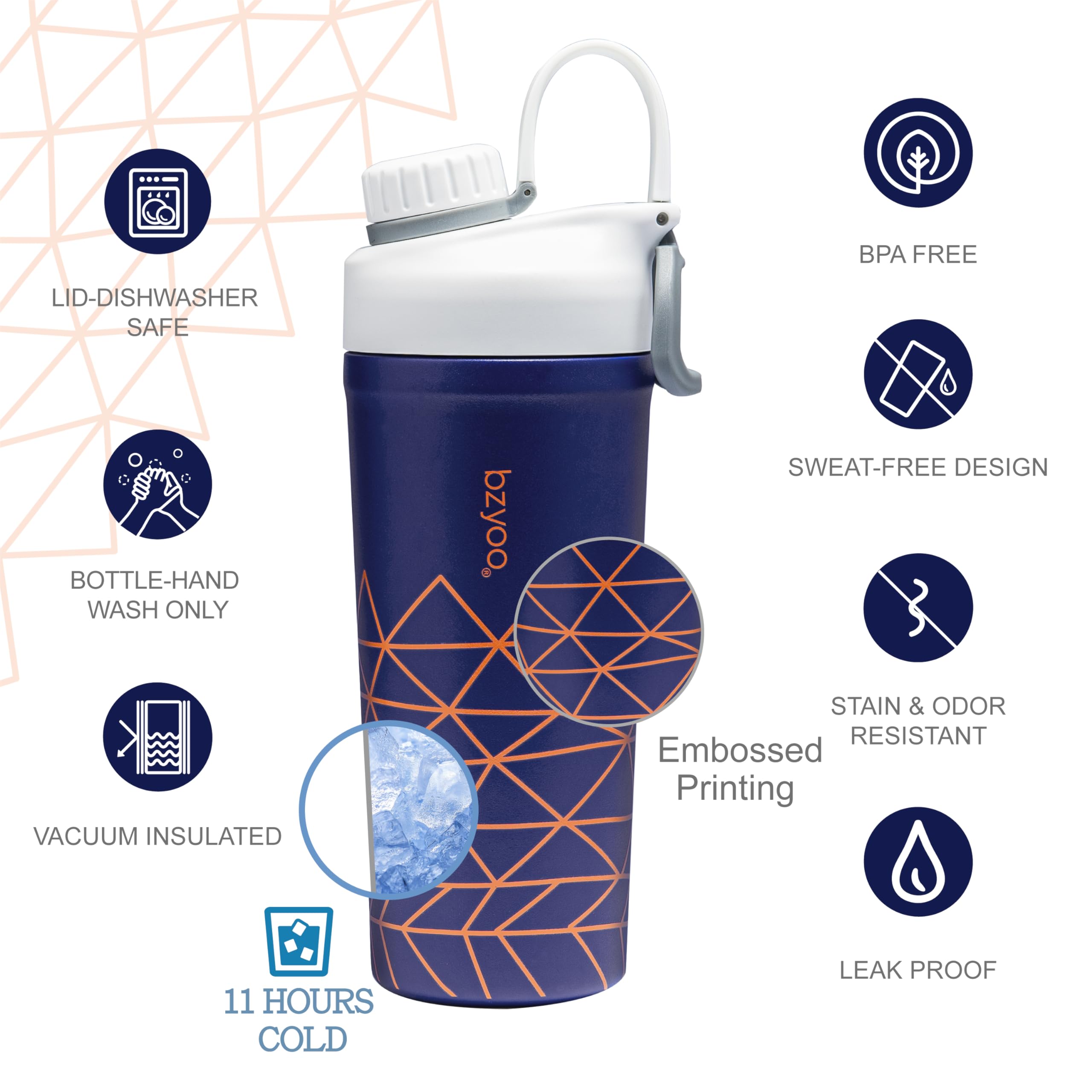 bzyoo 26oz Double-Walled Stainless Steel Insulated Tumbler with Straw Leak Proof Ideal for Smoothies, Ice Tea or Coffee Includes Mixer Ball BPA Free - Spidy Blue