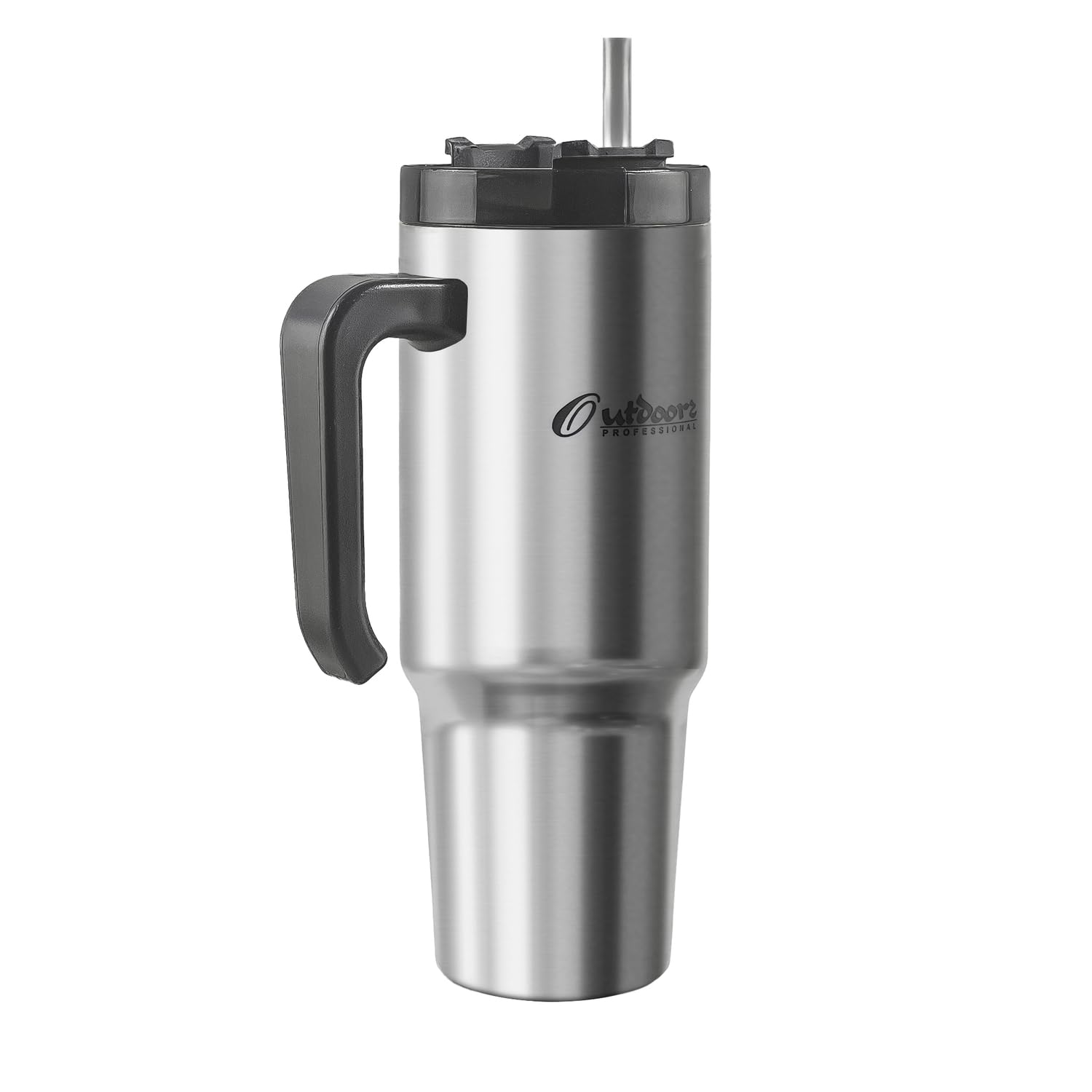 OUTDOORS PROFESSIONAL OUTD9034 30-Oz. Stainless Steel Double-Walled Insulated Tumbler with Straw (Stainless Steel)