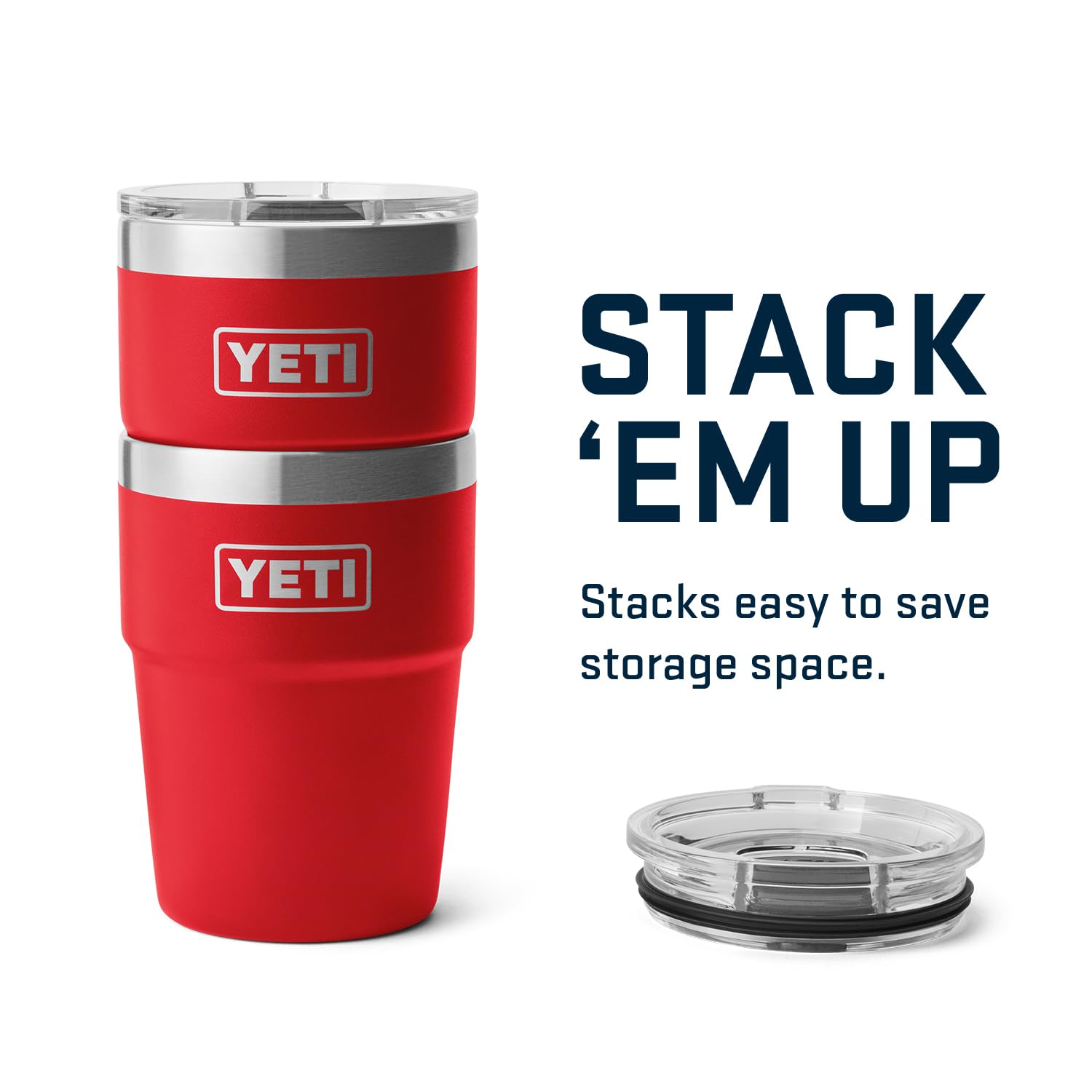 YETI Rambler 16 oz Stackable Tumbler, Vacuum Insulated, Stainless Steel with MagSlider Lid, Rescue Red