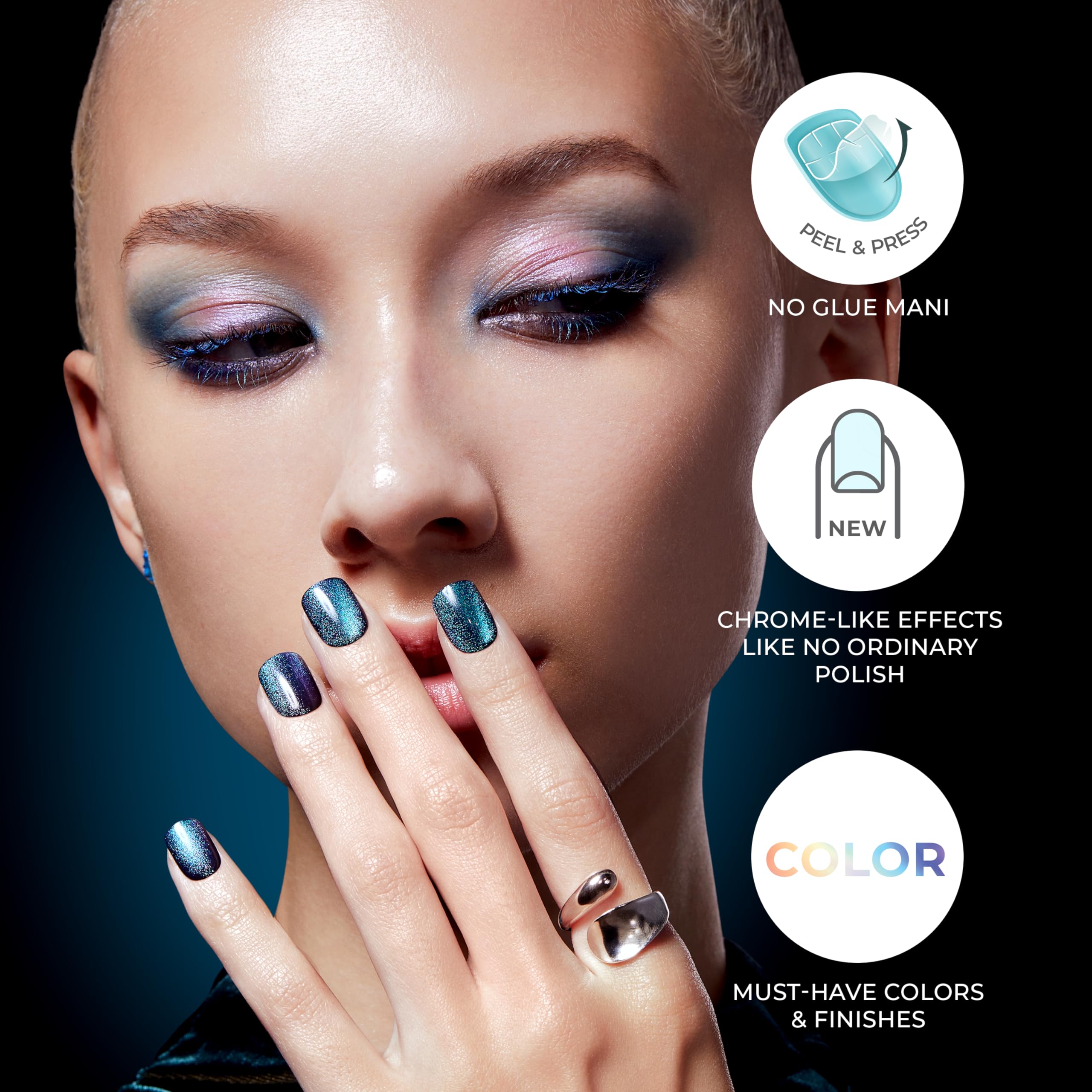 KISS imPRESS No Glue Mani Press-On Nails, Color FX, 'Levels', Dark Pink, Short Size, Squoval Shape, Includes 30 Nails, Prep Pad, Instructions Sheet, 1 Manicure Stick, 1 Mini File