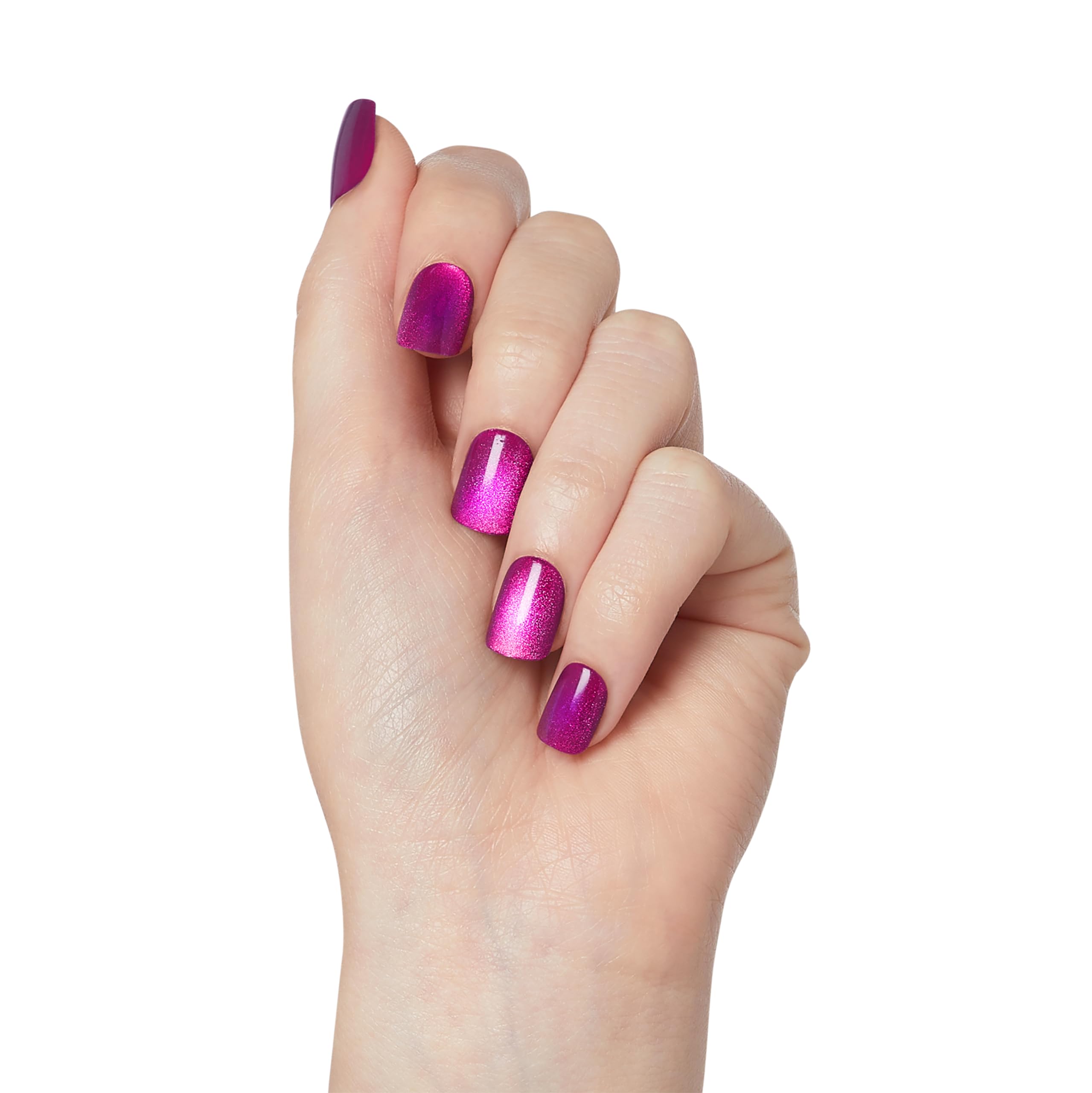 KISS imPRESS No Glue Mani Press-On Nails, Color FX, 'Levels', Dark Pink, Short Size, Squoval Shape, Includes 30 Nails, Prep Pad, Instructions Sheet, 1 Manicure Stick, 1 Mini File