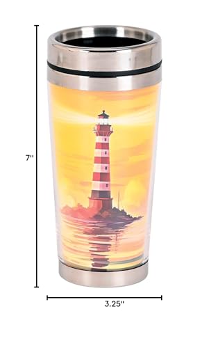 Dicksons Lighthouse - John 12:46, Yellow 16 Ounce Stainless Steel Insulated Travel Tumbler