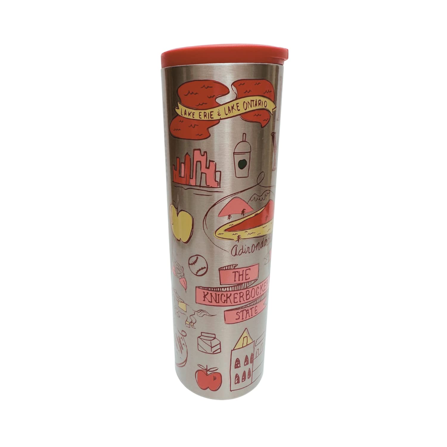 Starbucks New York State Vacuum Insulated Stainless Steel Tumbler, 16 Oz, Red, 011185556