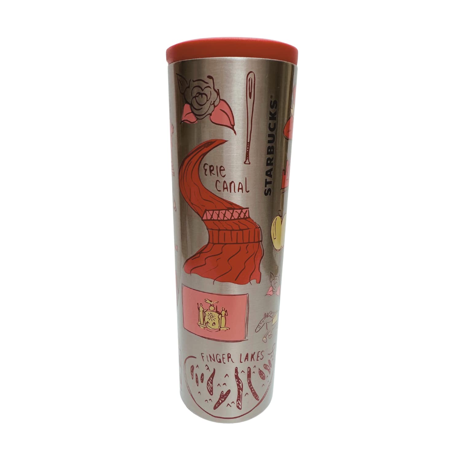 Starbucks New York State Vacuum Insulated Stainless Steel Tumbler, 16 Oz, Red, 011185556