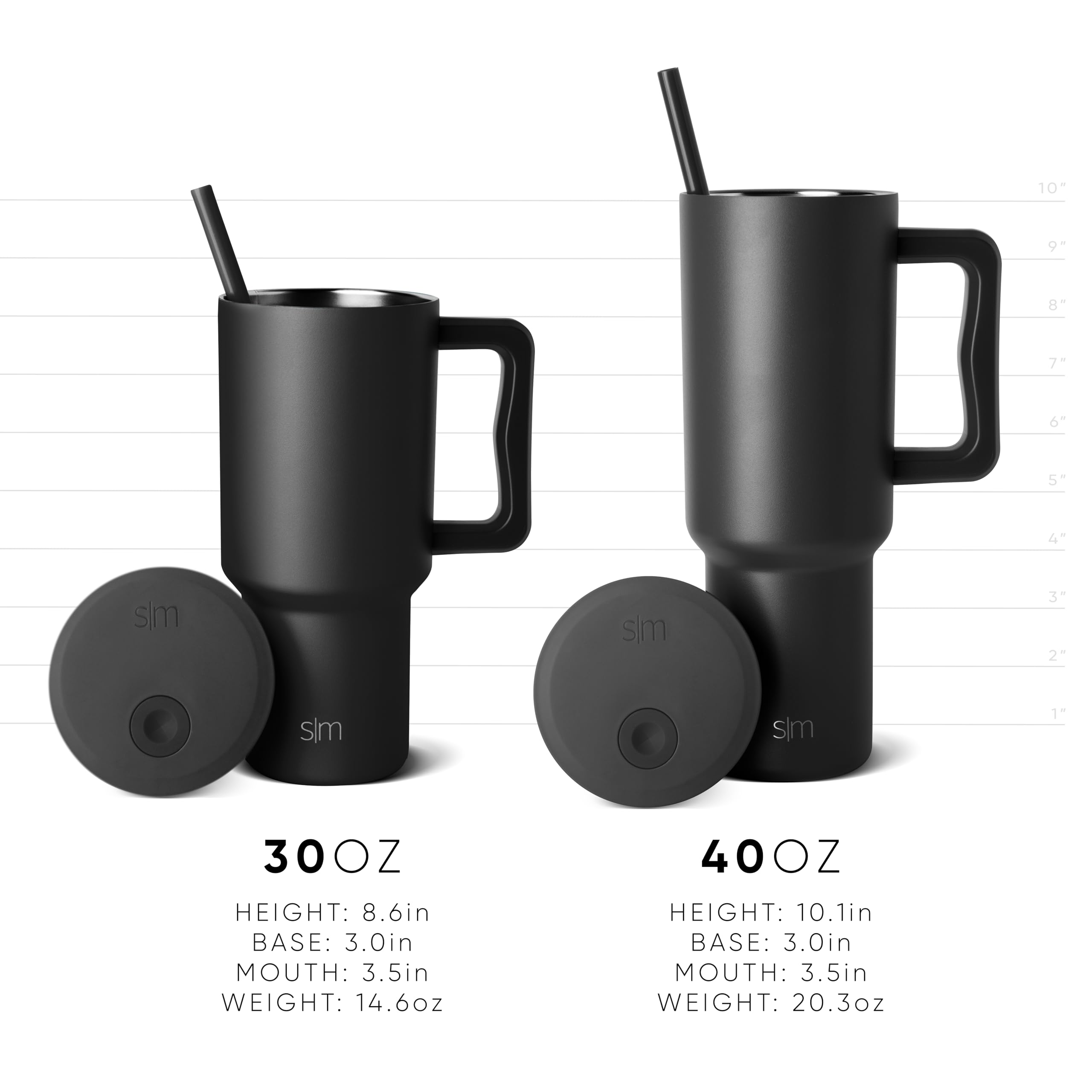 Simple Modern 40 oz Trek Tumbler with Handle and Straw Lid | Cup Holder Friendly Insulated Stainless Steel Travel Mug | Blue Dune
