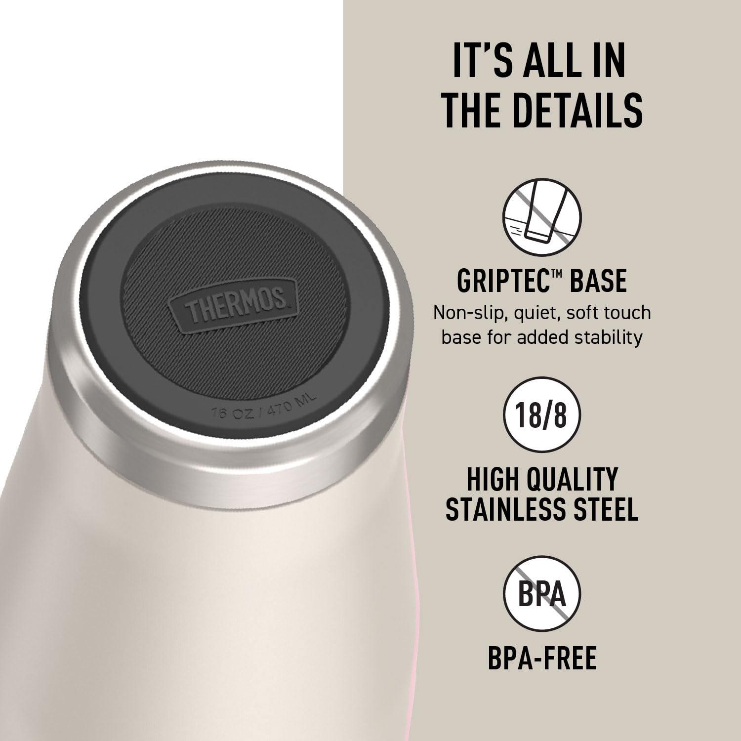 THERMOS ICON SERIES, Stainless Steel Tumbler, Sandstone, 16 oz